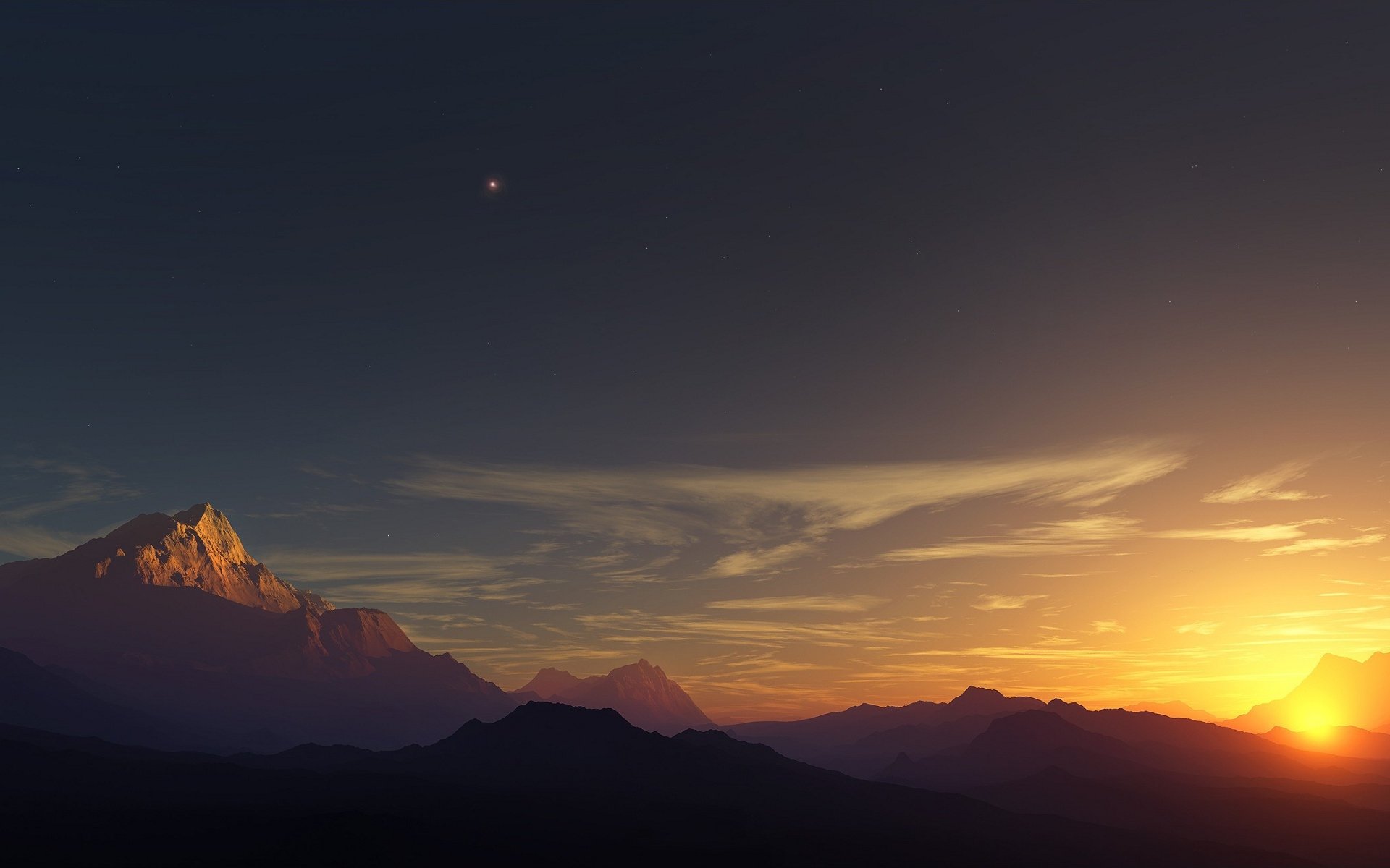 Sunset Stars Over Majestic Mountain Landscape – HD Nature Wallpaper ...
