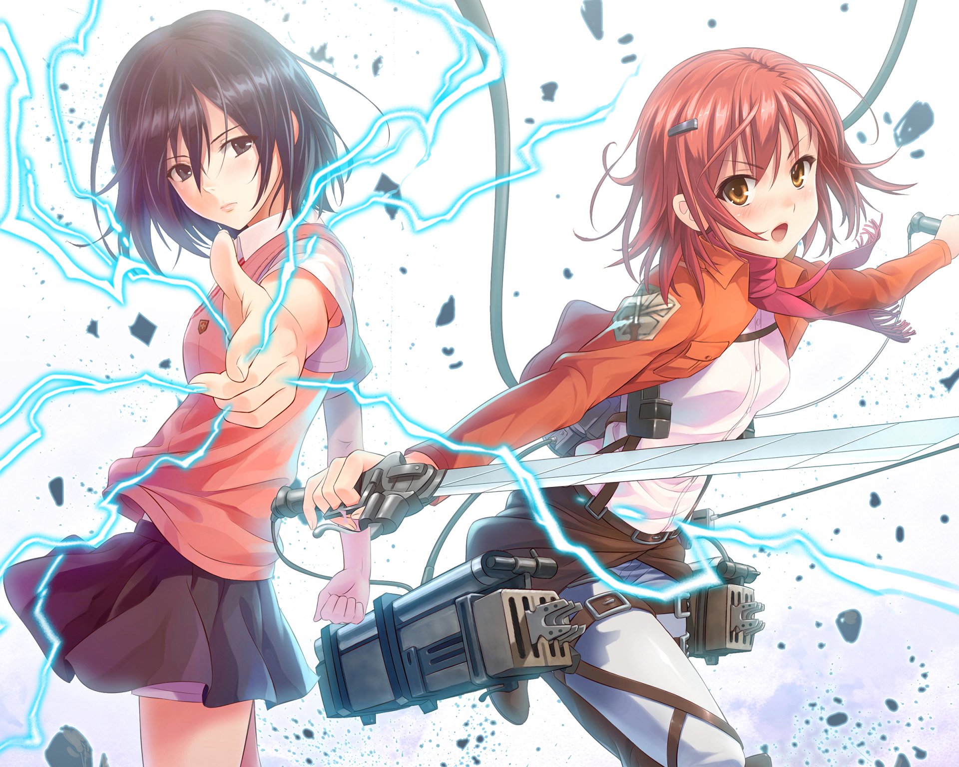Download Mikoto Misaka Mikasa Ackerman Anime Crossover HD Wallpaper