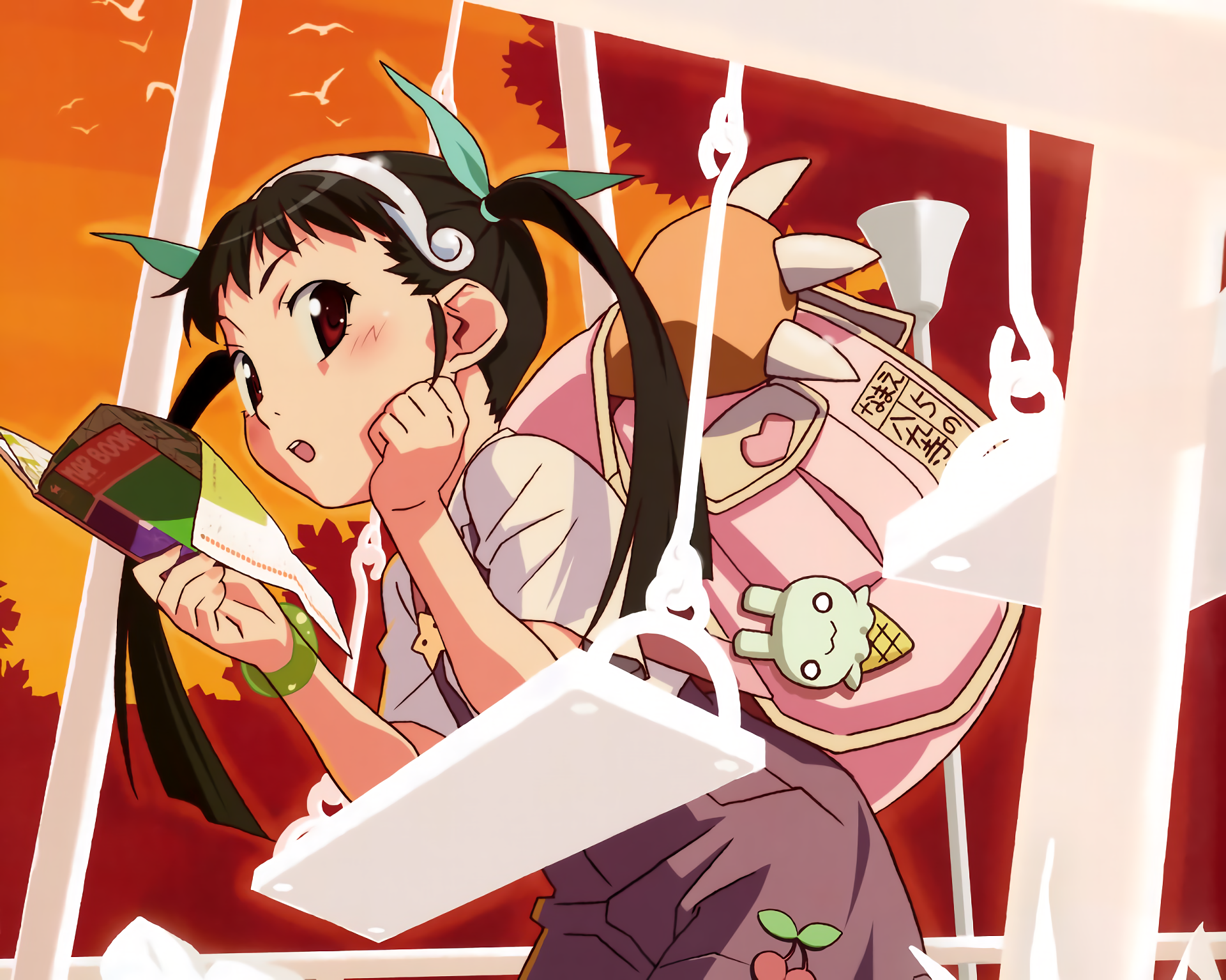 Mayoi Hachikuji Reading - HD Wallpaper