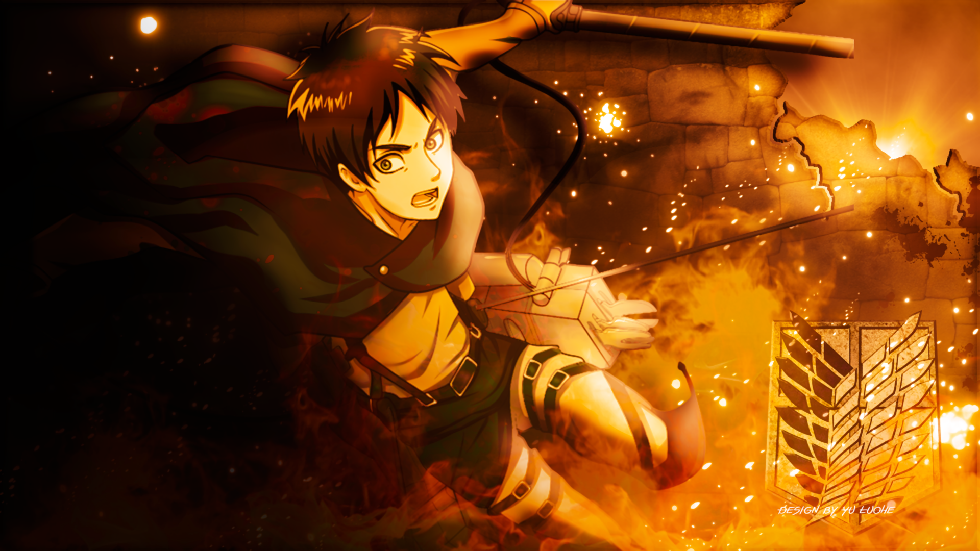 Eren Yeager in Action: HD Attack on Titan Wallpaper