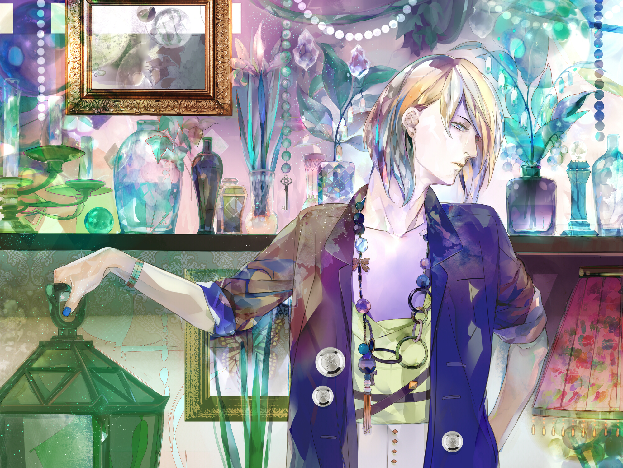 Download Candle Lamp Necklace Flower Vase Anime Original HD Wallpaper ...