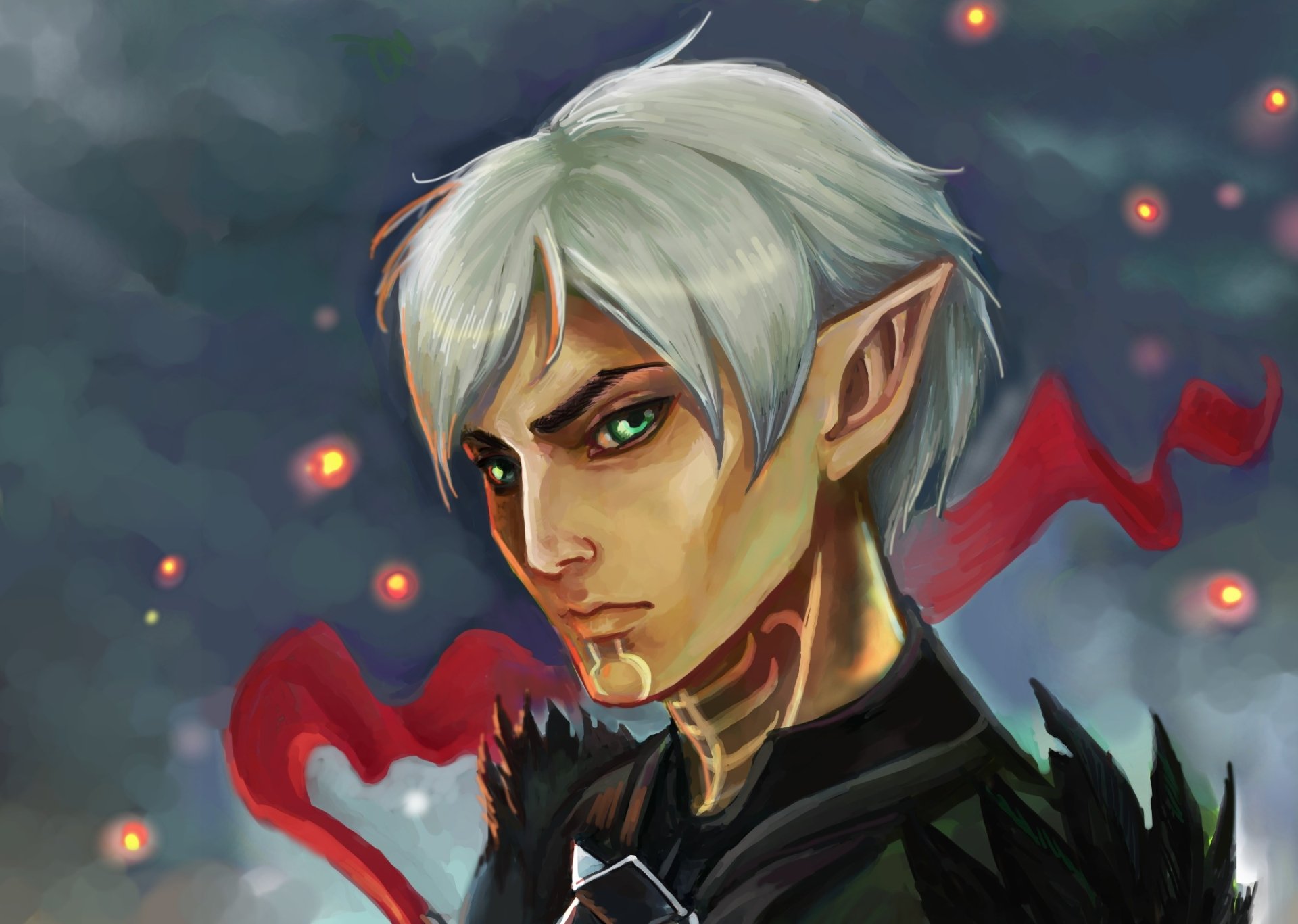 Download White Hair Pointed Ears Green Eyes Elf Fenris (Dragon Age II ...
