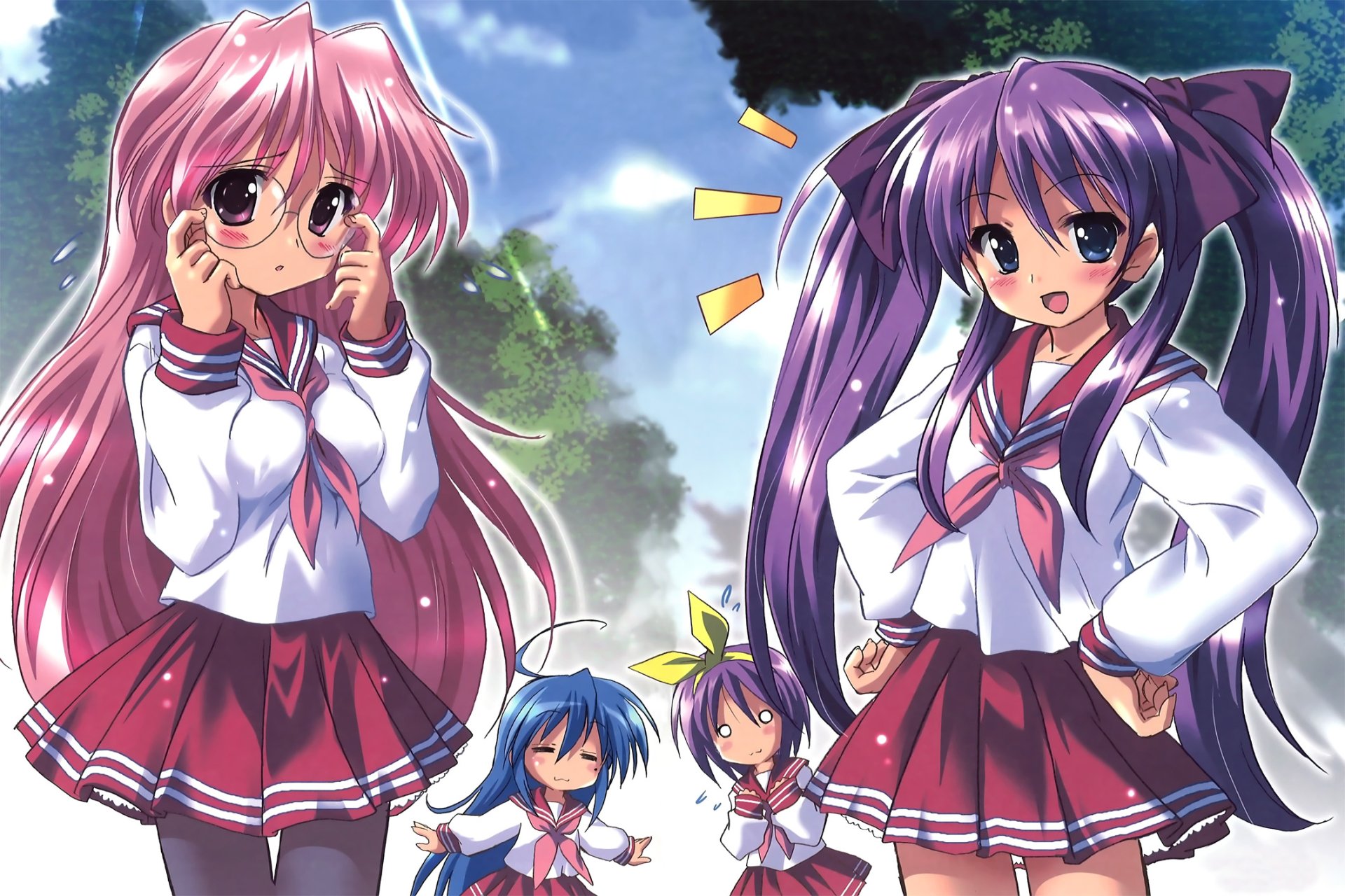 Lucky Star HD: Miyuki, Konata & Hiiragi Sisters in Vibrant Anime Bliss ...
