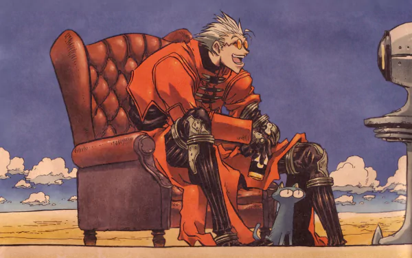 Trigun HD Wallpaper: Epic Anime Adventure Under the Red Moon