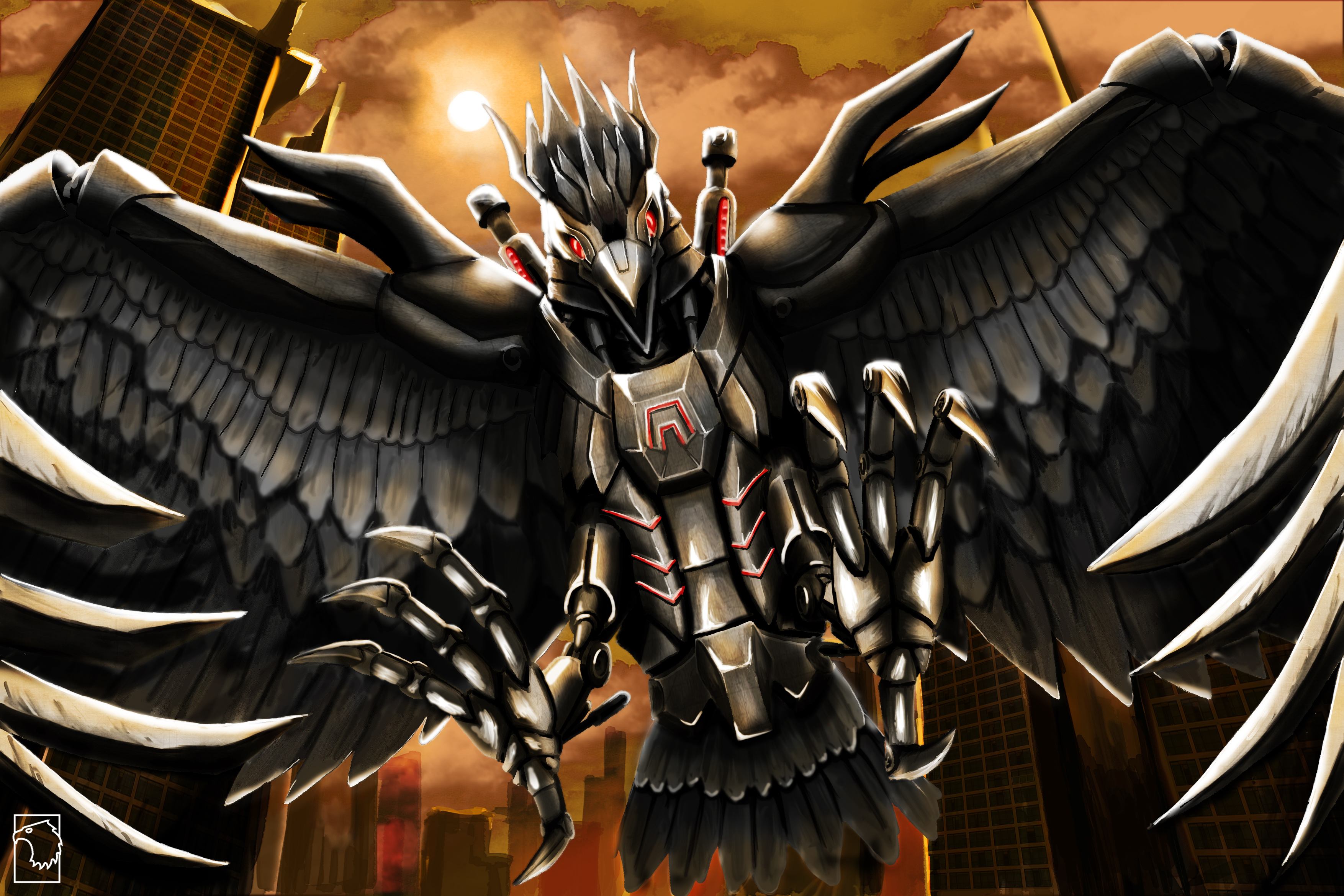Download Cyborg Armor Bird Sci Fi Robot HD Wallpaper by birdmanstudio