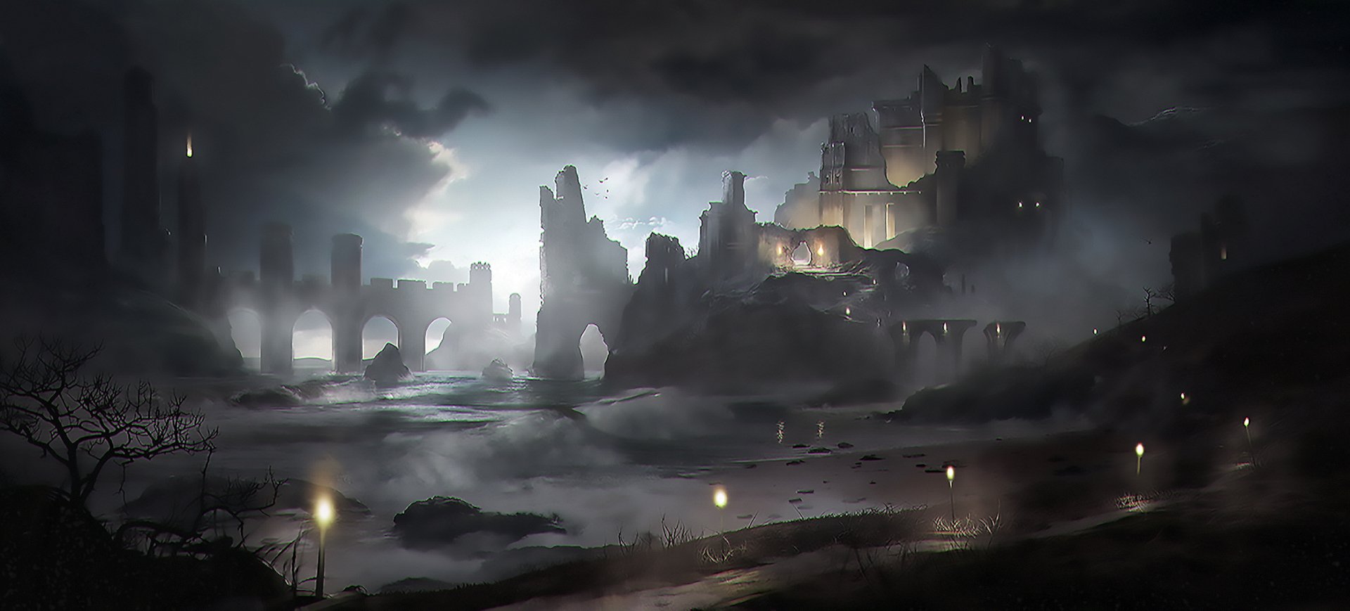 Enchanted Ruins: Dark Fantasy HD Wallpaper by Jordan Grimmer