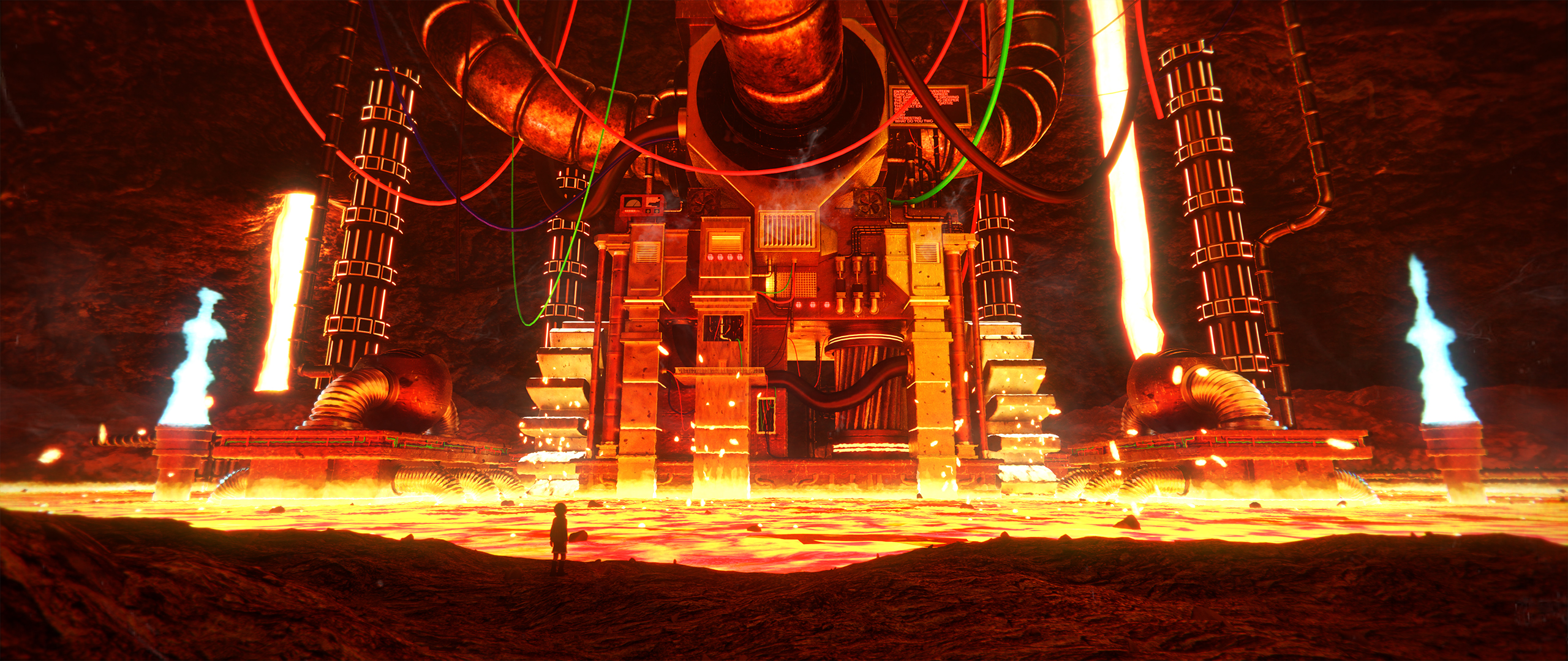 Download Lava Underground Child Fantasy Building HD Wallpaper by Latyprod