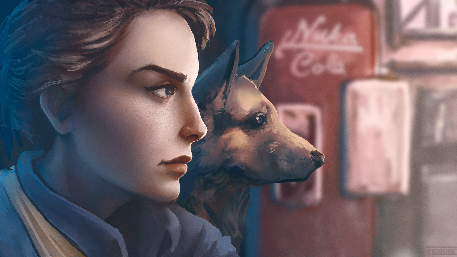 Fallout 4 HD Wallpaper: Lone Wanderer and Dogmeat in Post-Apocalyptic View