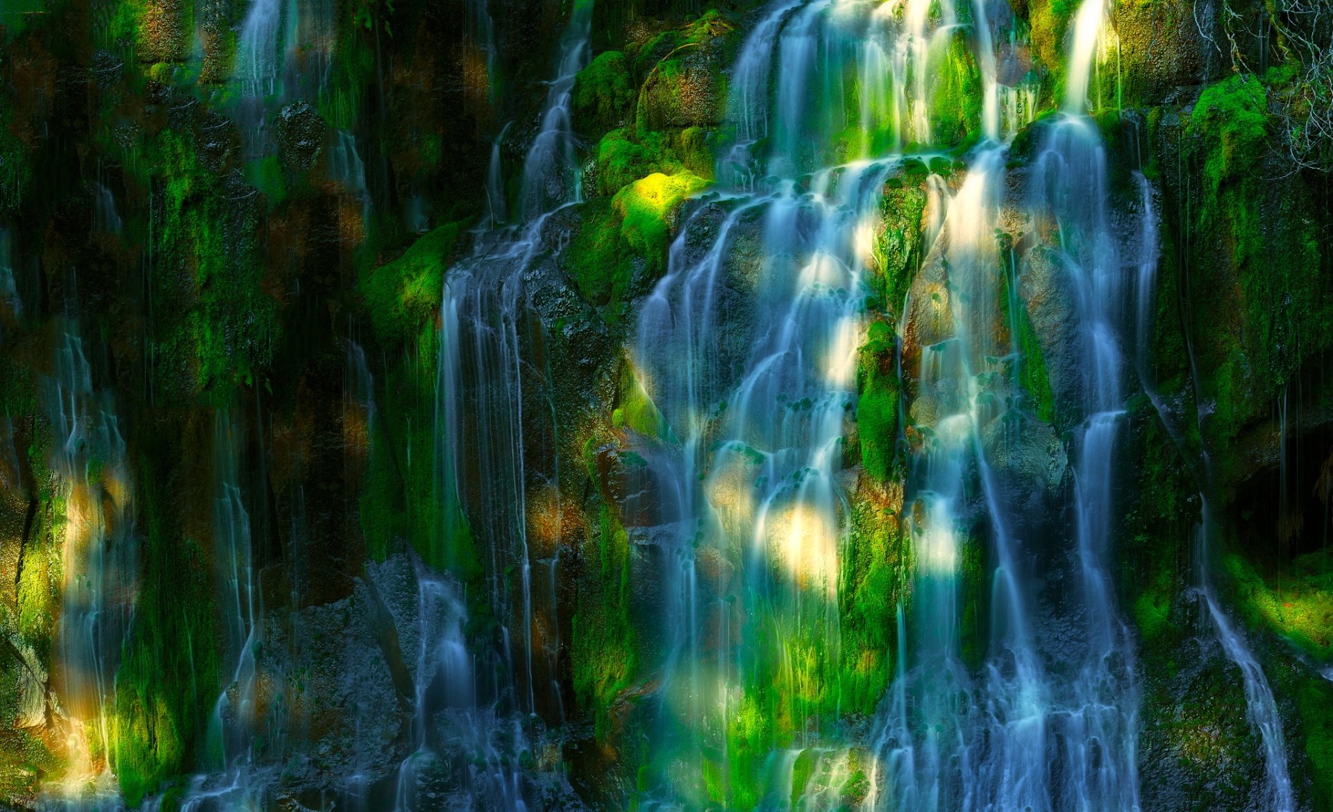 Download Sunbeam Sunshine Forest Nature Waterfall HD Wallpaper ...