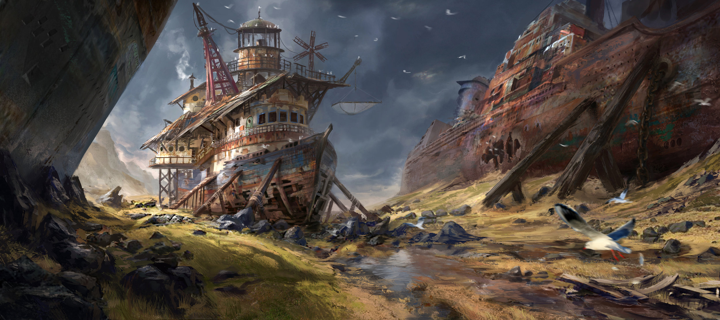 Download Fantasy Ship HD Wallpaper by Robin Lhebrard
