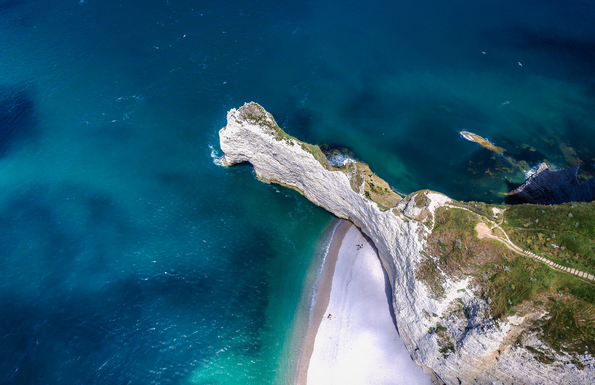Aerial HD View: Majestic Cliff & Ocean Coastline Beach Panorama