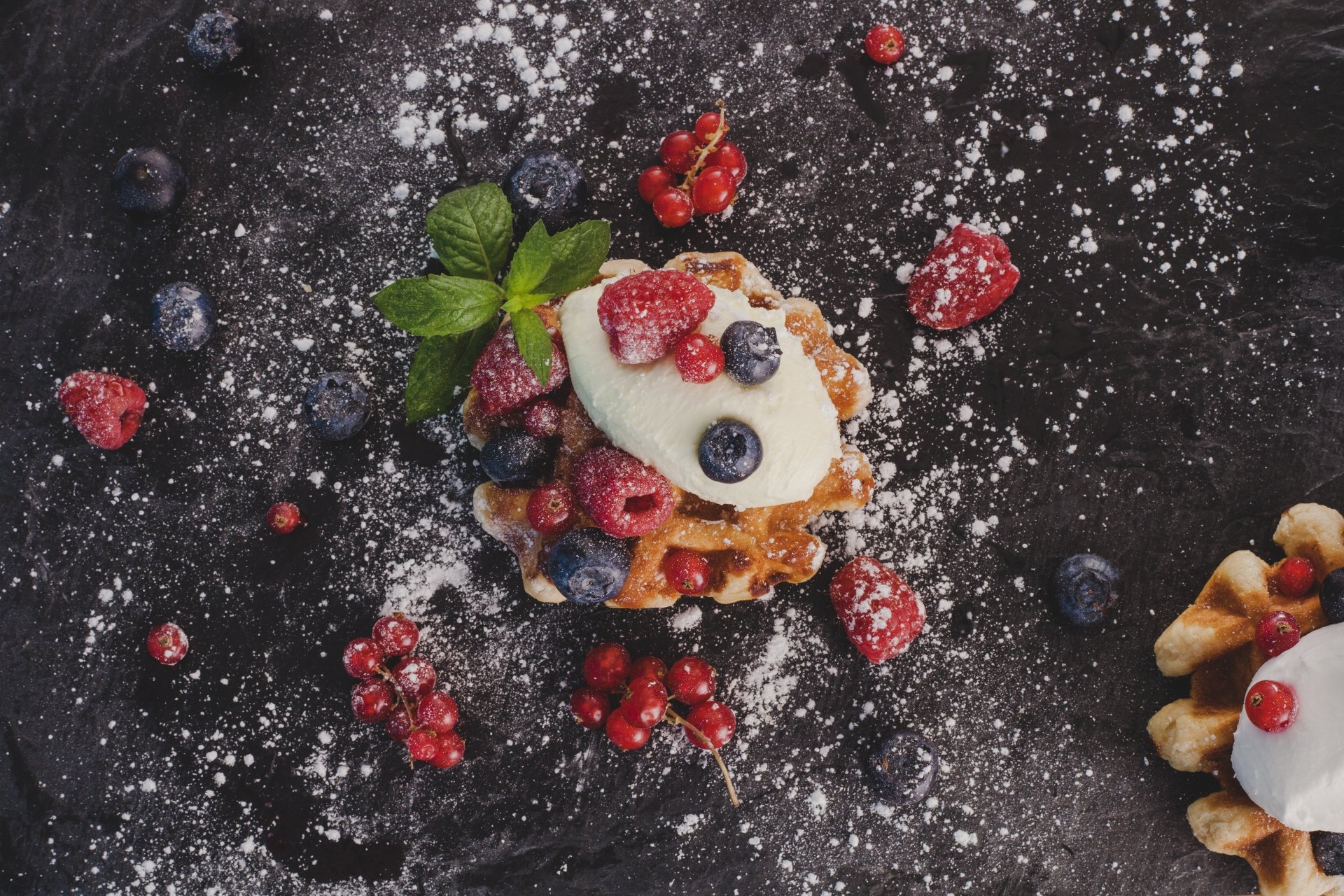 Delicious Berry Waffle with Cream - 4K Ultra HD Dessert Delight ...