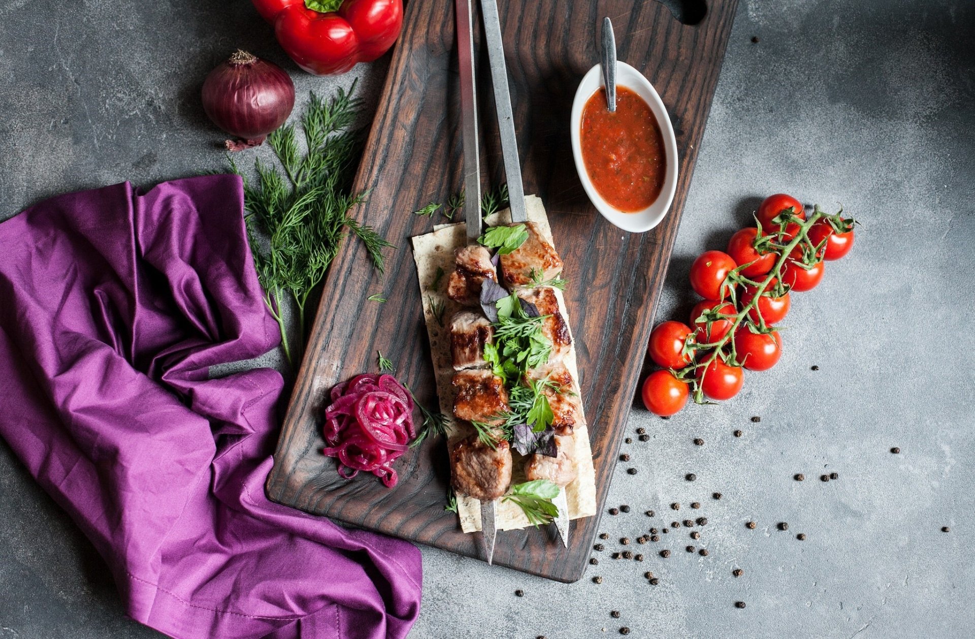 Download Tomato Meat Still Life Food Barbecue HD Wallpaper