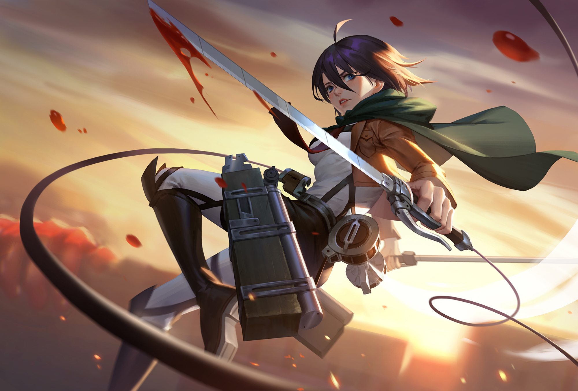 Mikasa Ackerman HD Wallpaper – Epic Attack on Titan Anime Action Scene