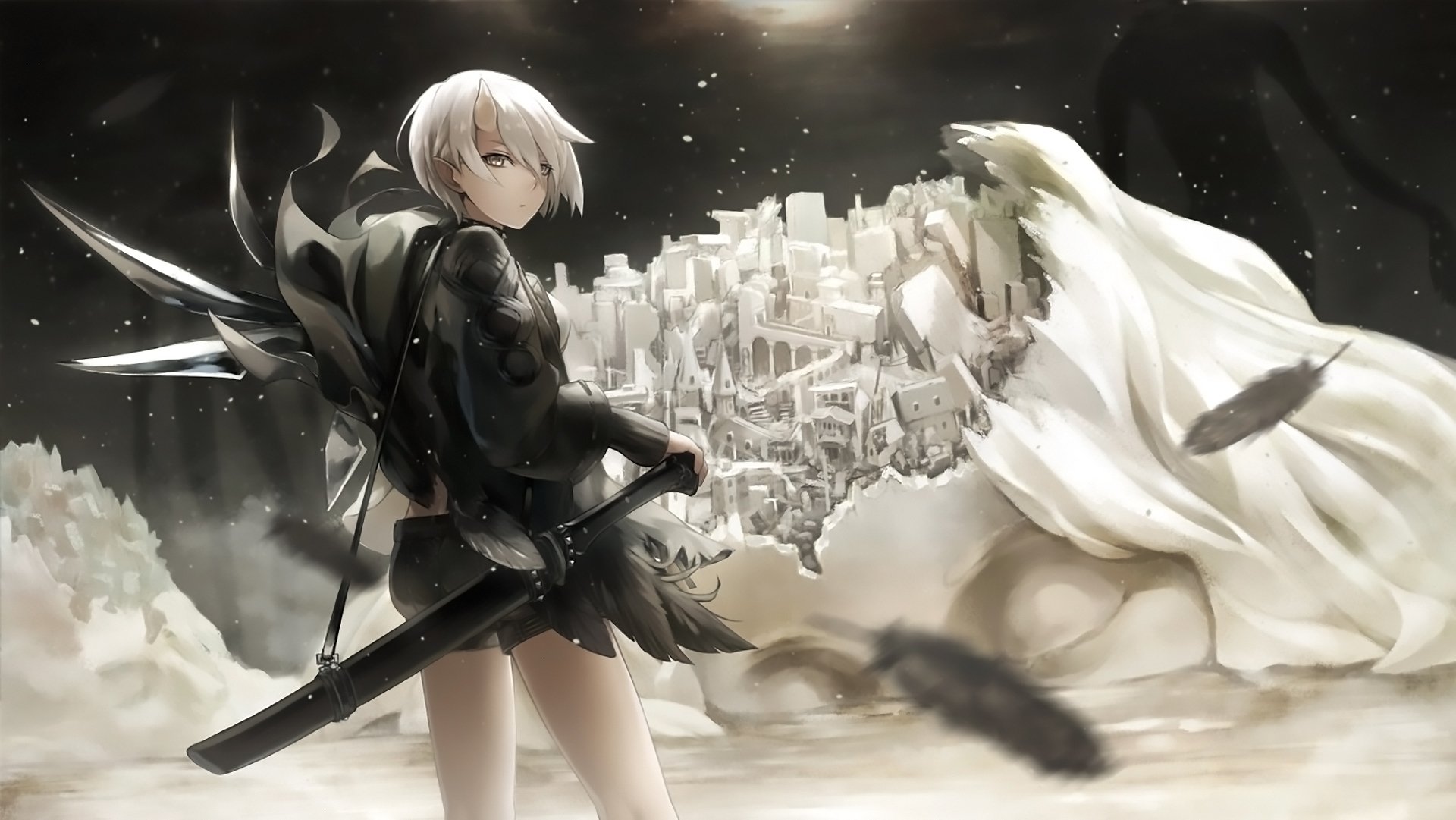 Short-Haired White Blade — Feathered Sword Guardian | HD Anime Original ...