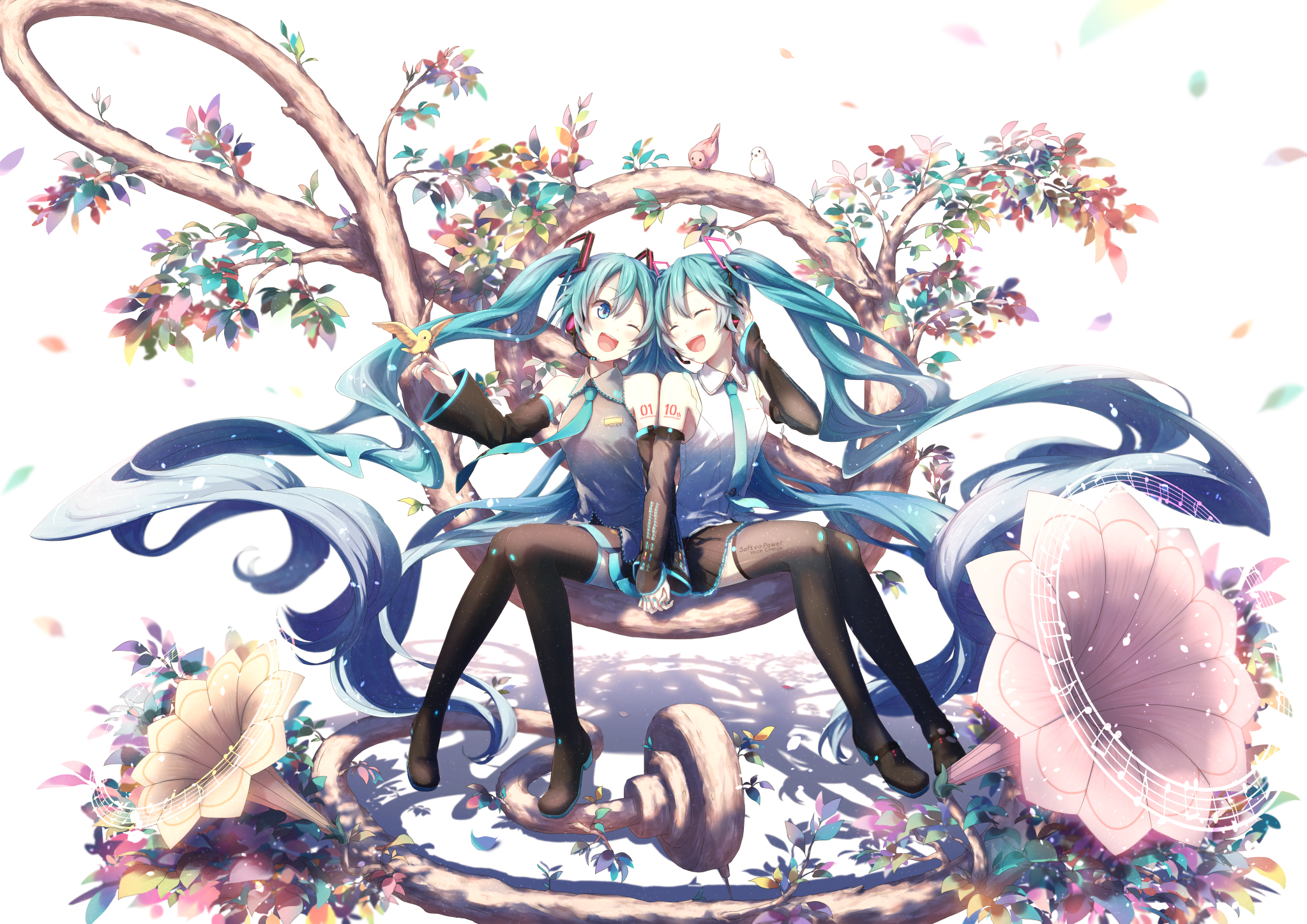 Stunning HD Hatsune Miku Anime Wallpaper – Vibrant Vocaloid Twins in Bloom