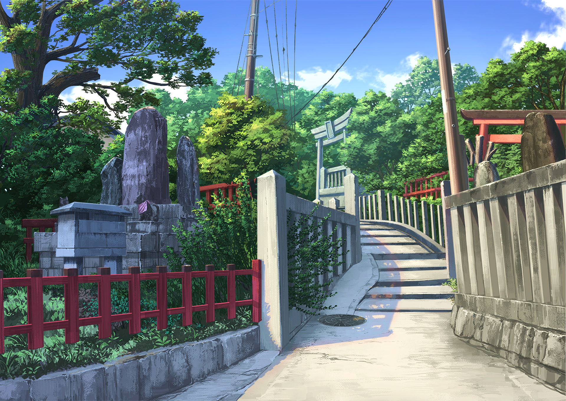 Serene Path: HD Wallpaper of an Original Anime Landscape