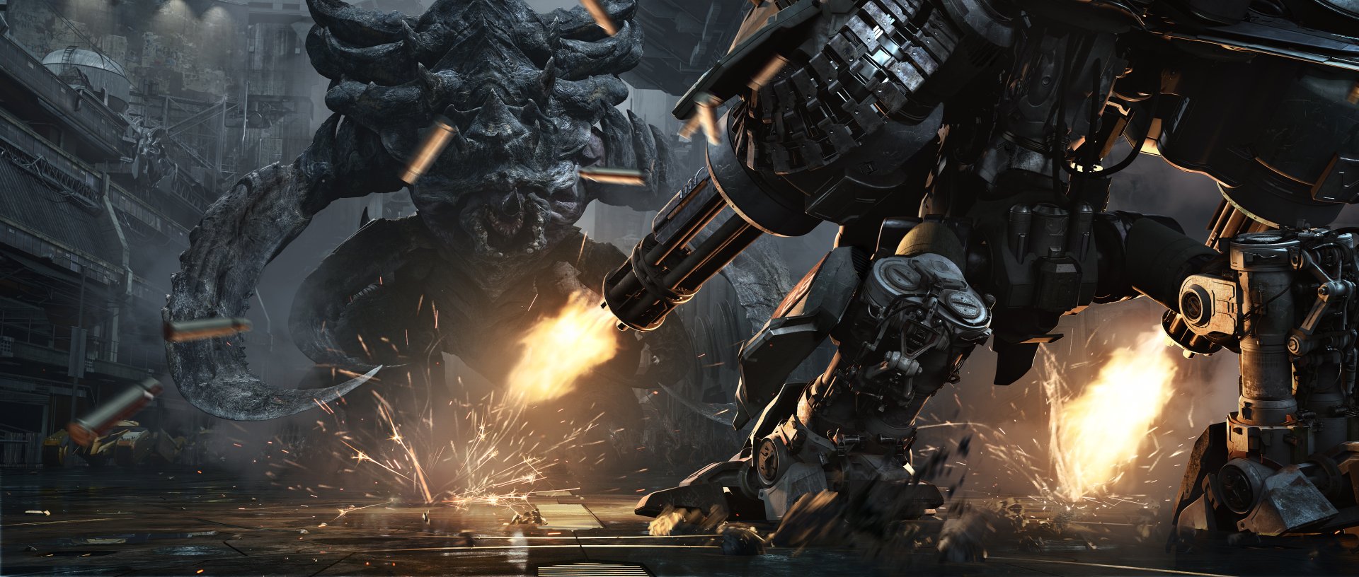 Starcraft II HD: Machine Gun Robot vs. Creature Battle Wallpaper