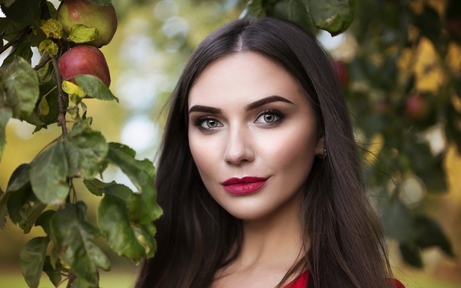Brunette Elegance — HD Model Portrait with Lipstick & Bokeh by Inese Stoner