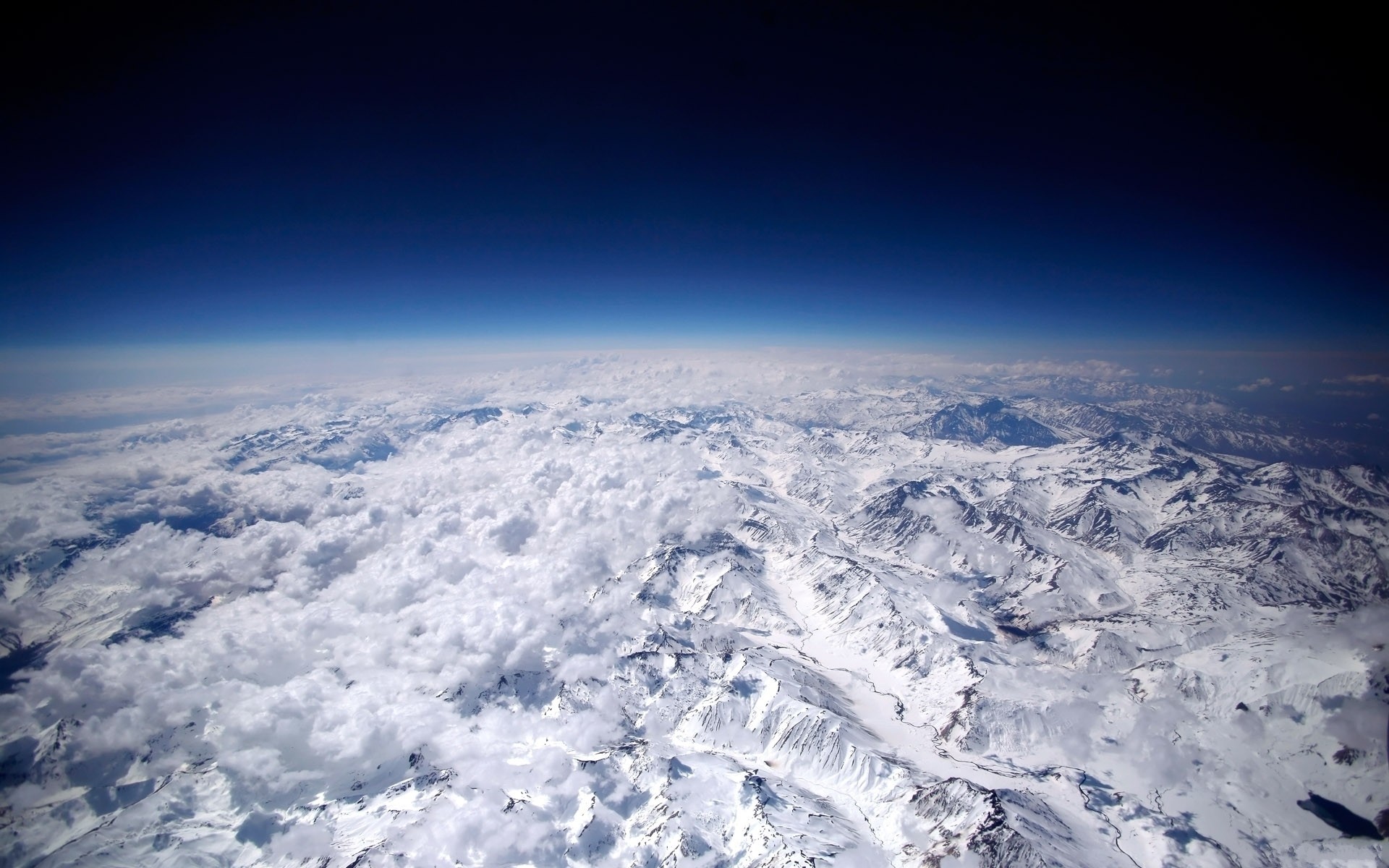 Download Horizon Space Cloud Snow Mountain Photography Aerial HD Wallpaper