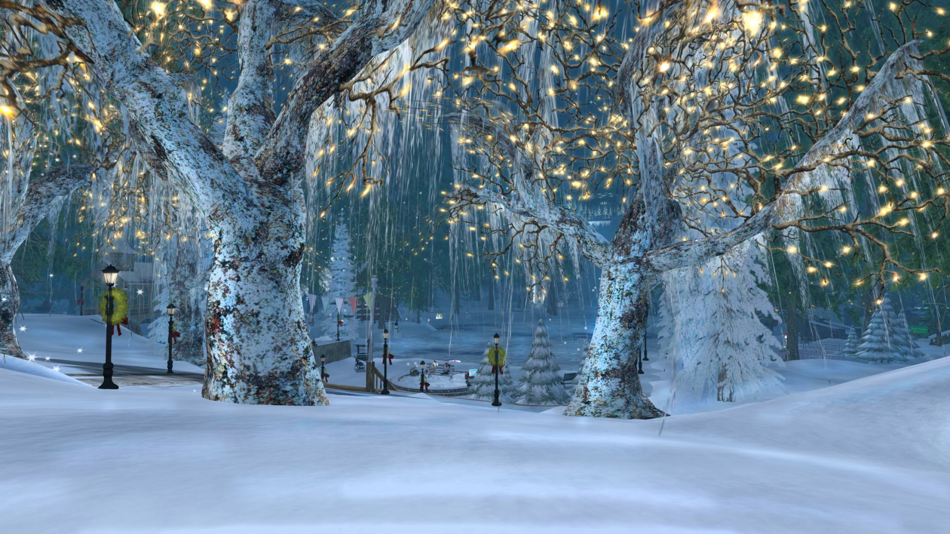 Winter Wonderland: Snowy Park – HD Wallpaper