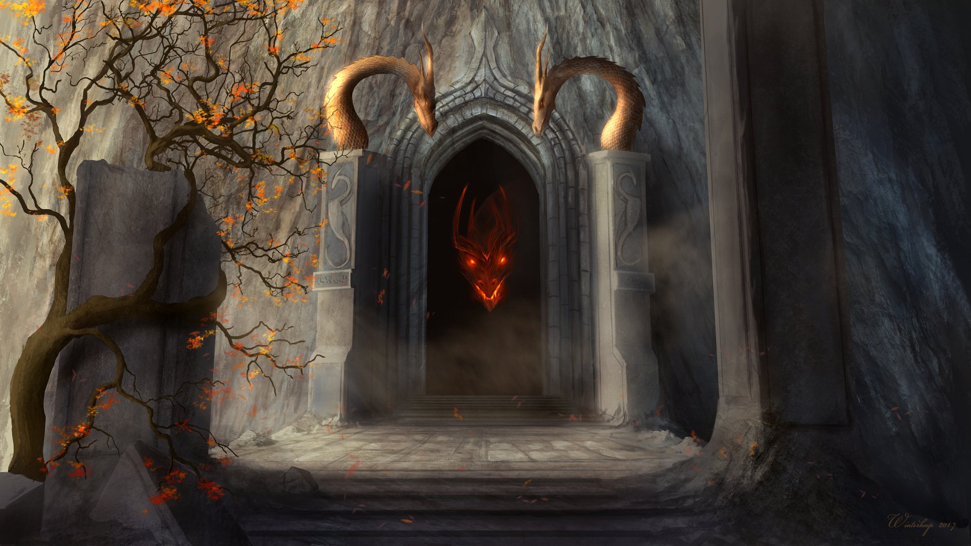 Dragon's Lair Fantasy Cave HD Wallpaper by Winterkeep