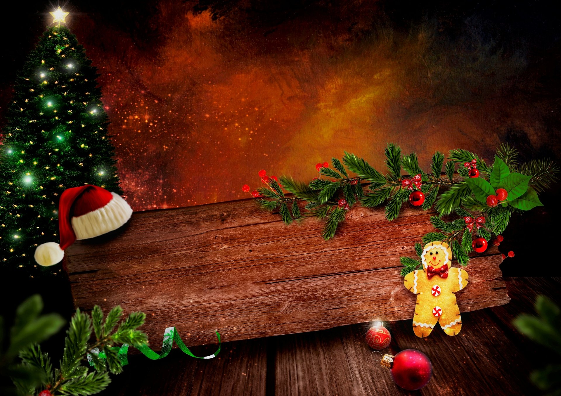 Festive Christmas Cheer: 4K Holiday Ornaments, Santa Hat & Gingerbread ...