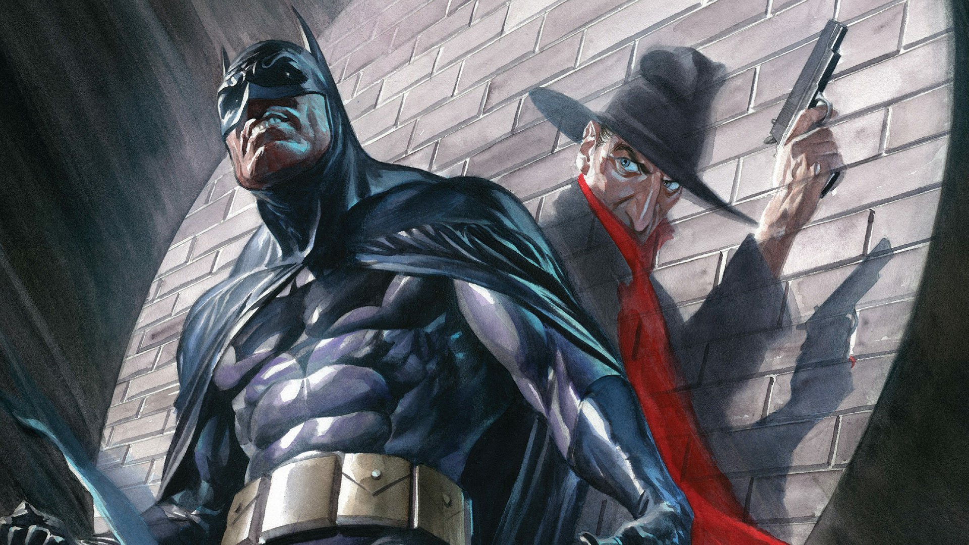 Dark Shadows Unite: Batman Meets The Shadow HD Comic Wallpaper