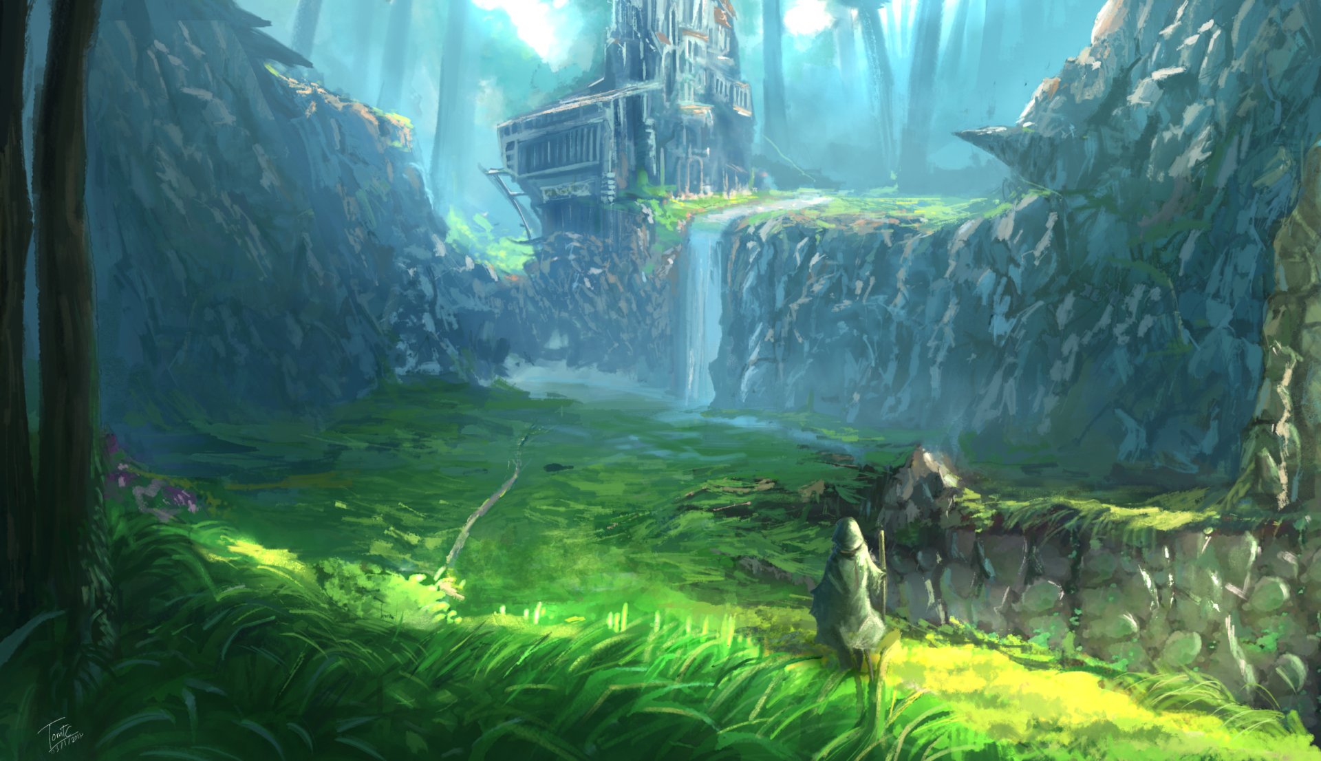 Enchanted Waterfall Sanctuary: A Fantasy Nature Landscape HD by Tommy ...