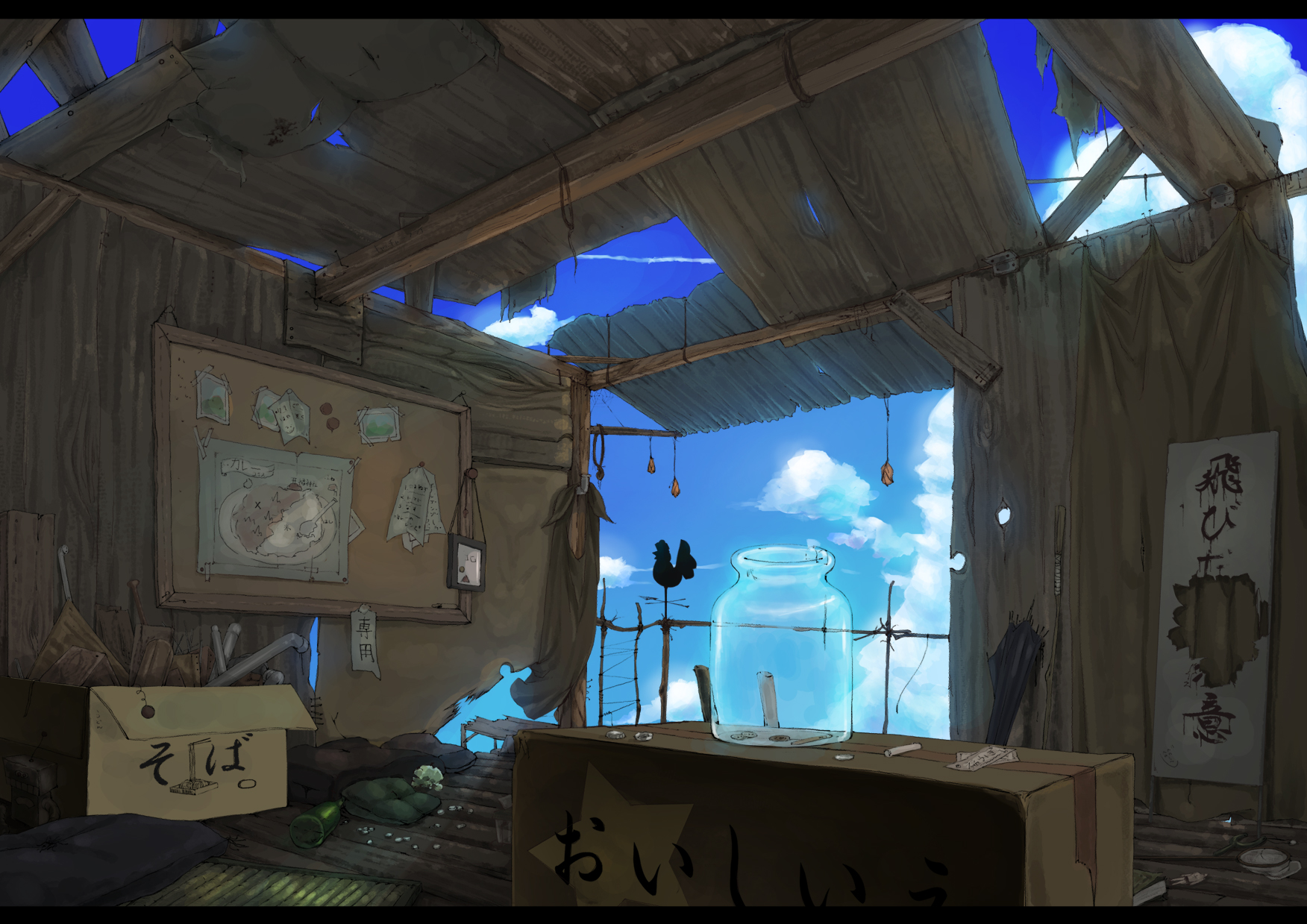 Download Ruin Sky Hut Anime Original Sky Anime Wallpaper