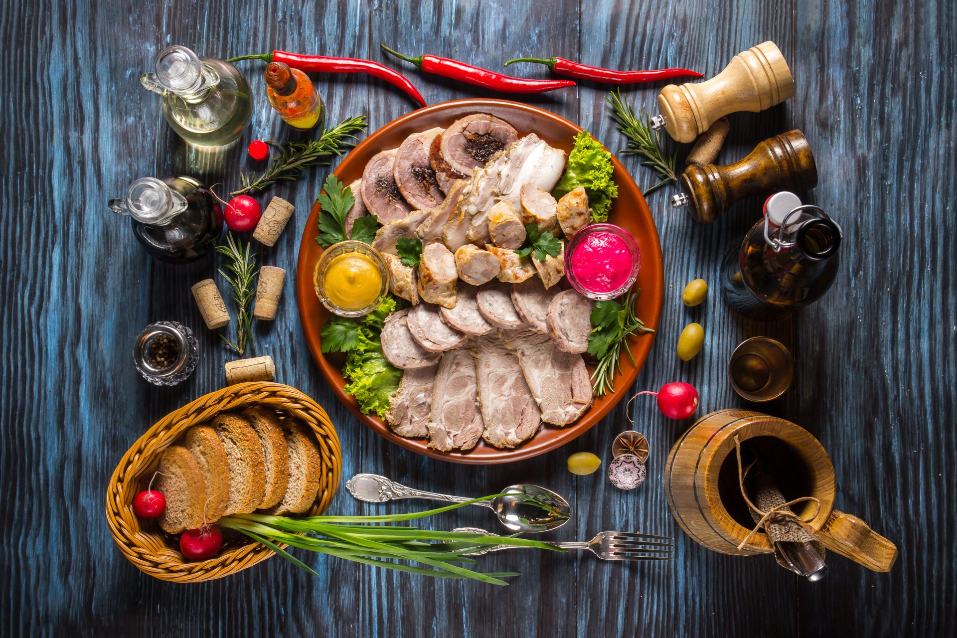 Savory Feast: 4K Ultra HD Meat & Gourmet Still Life Delight