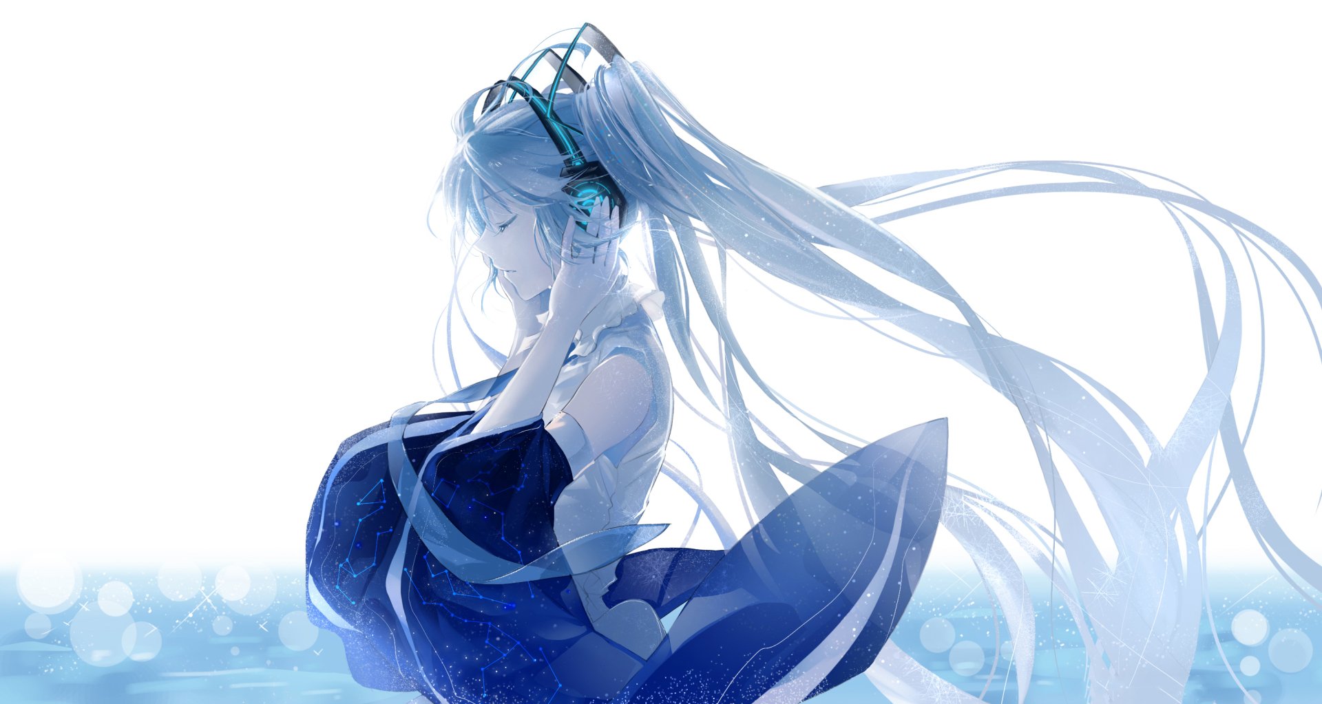 Hatsune Miku HD Anime Wallpaper – Iconic Vocaloid Elegance in Blue by 上官绯樱
