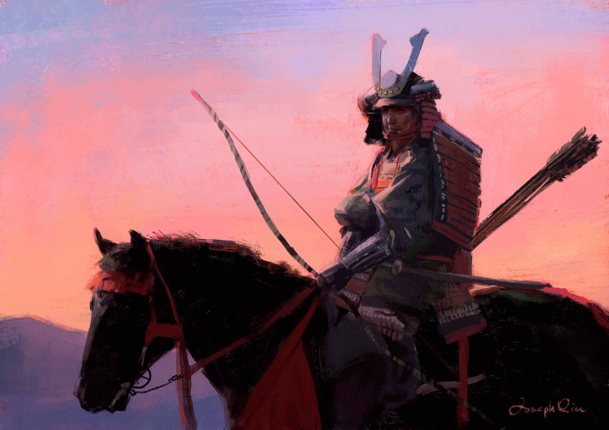 Samurai Warrior on Armored Horse - Fantasy Archer HD Wallpaper by ...