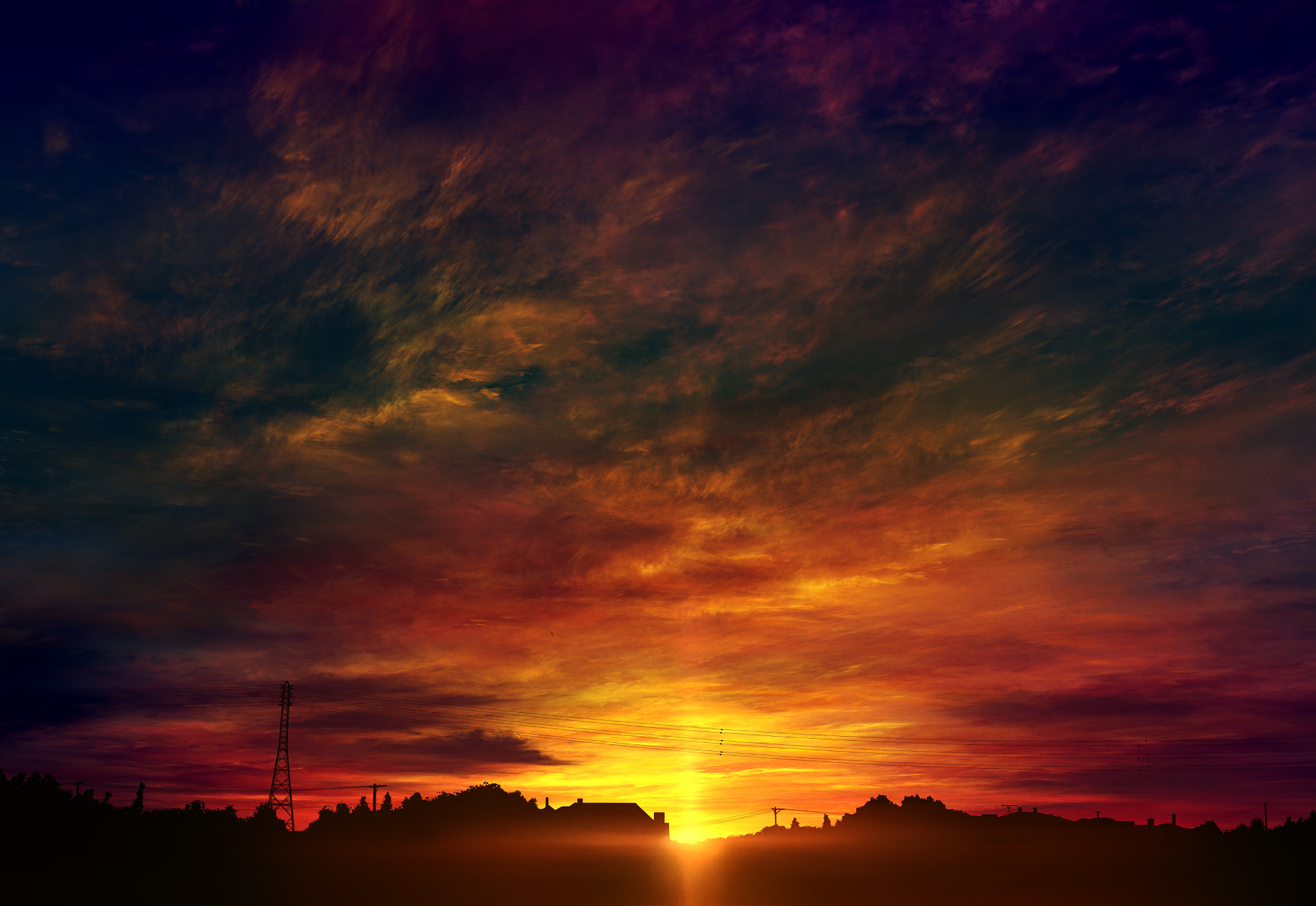Anime Original Sunset HD Wallpaper by mks
