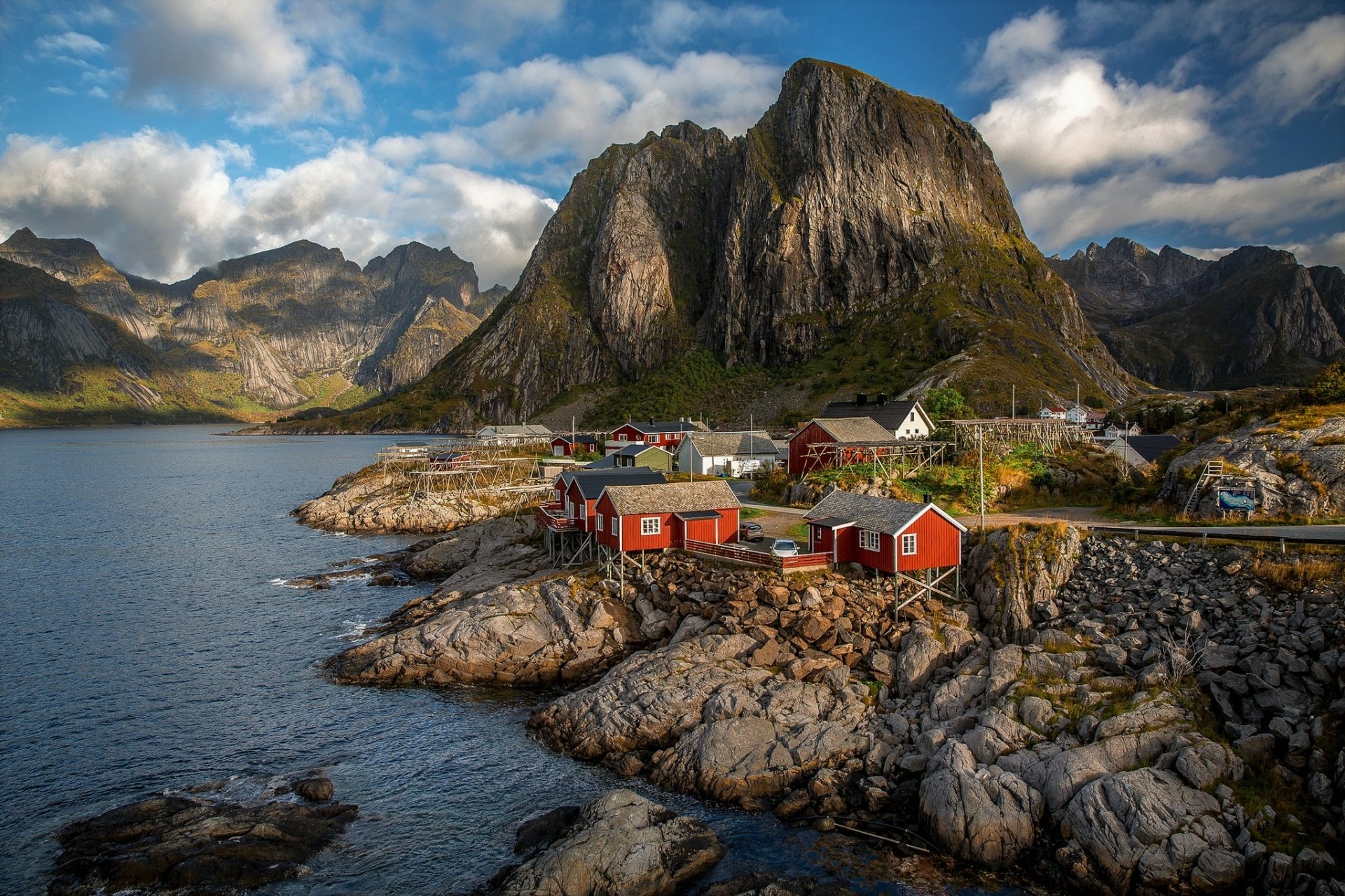 Reine, Lofoten: Stunning Norway Mountain Lake with Charming Red Houses ...