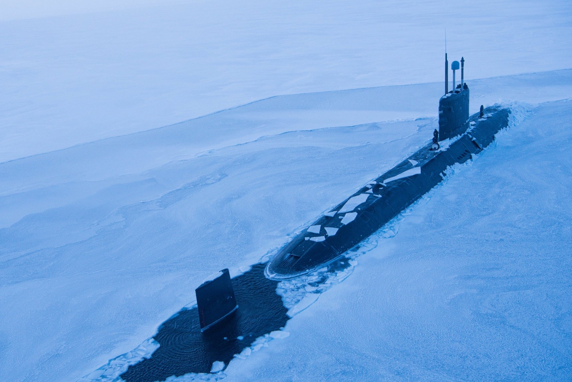 Arctic Military Submarine in Ice – HD Wallpaper