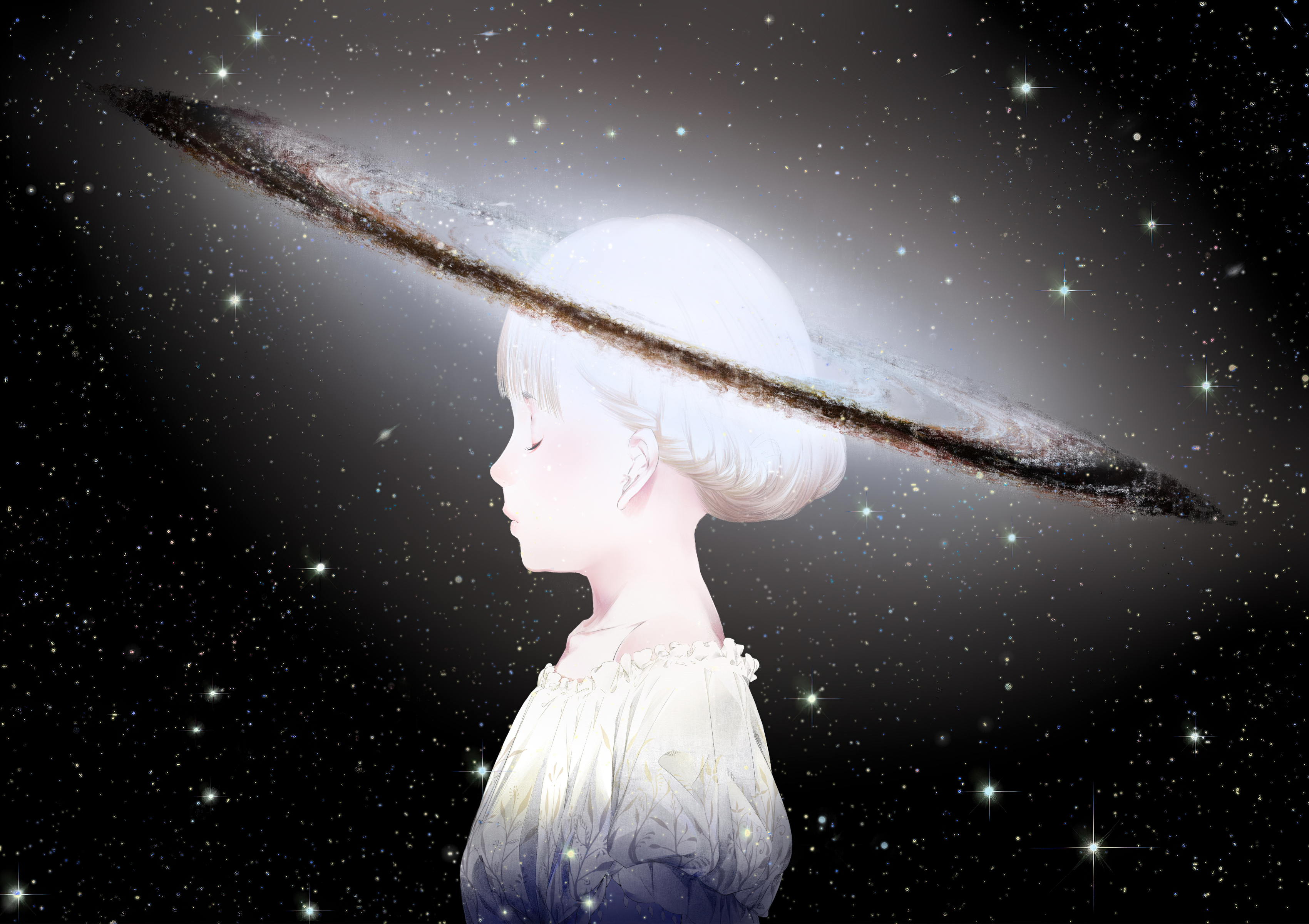 Download Galaxy Blonde Short Hair Anime Original HD Wallpaper by 爽々