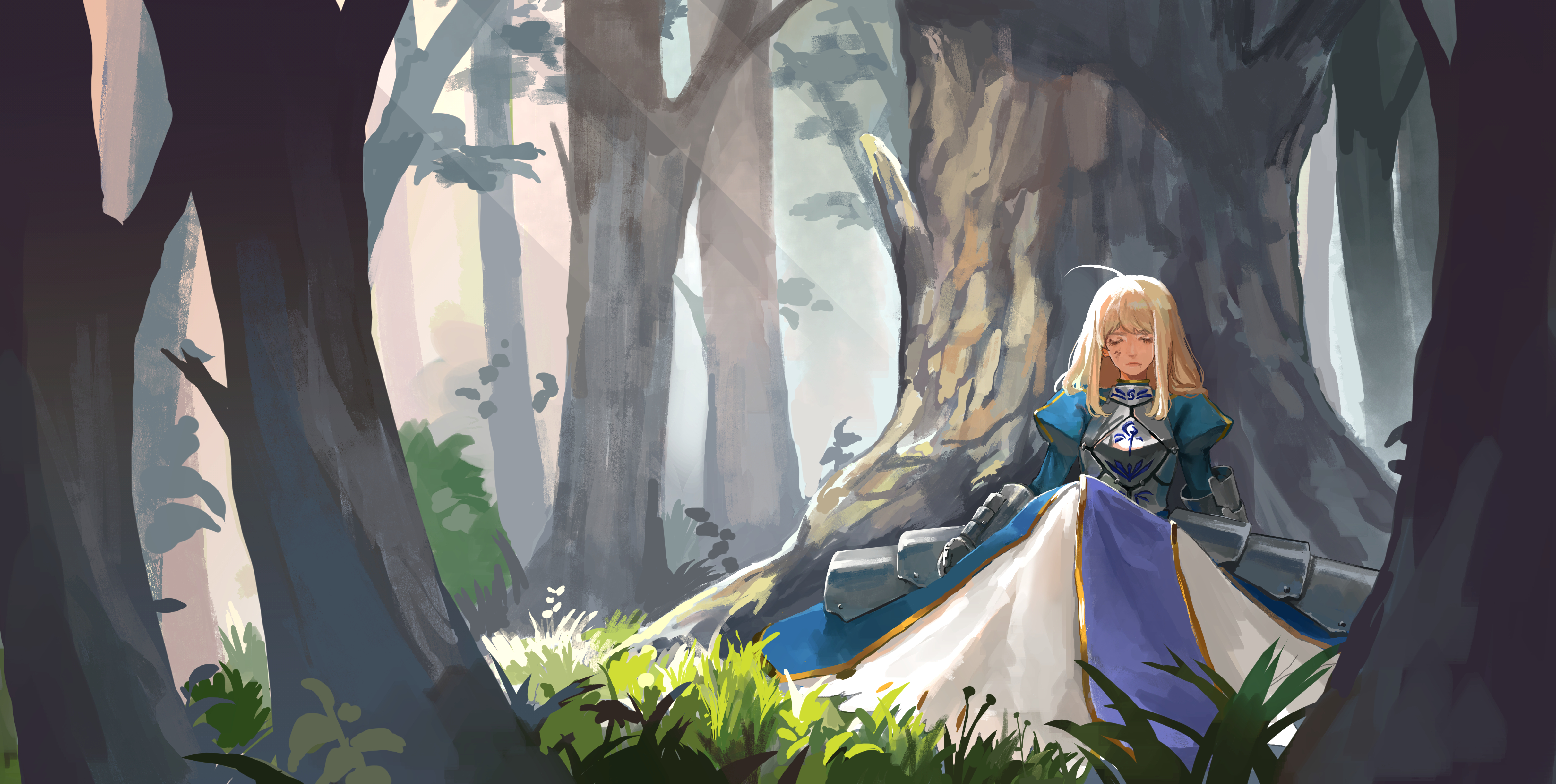 4K Ultra HD Saber Anime Wallpaper | Fate/Stay Night Forest Scene by ...