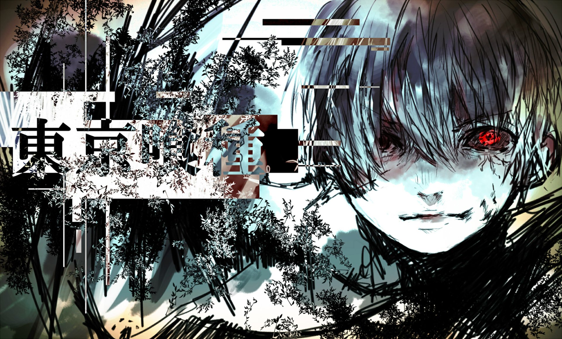 Ken Kaneki HD Wallpaper | Intense Tokyo Ghoul Anime Art by mikuma