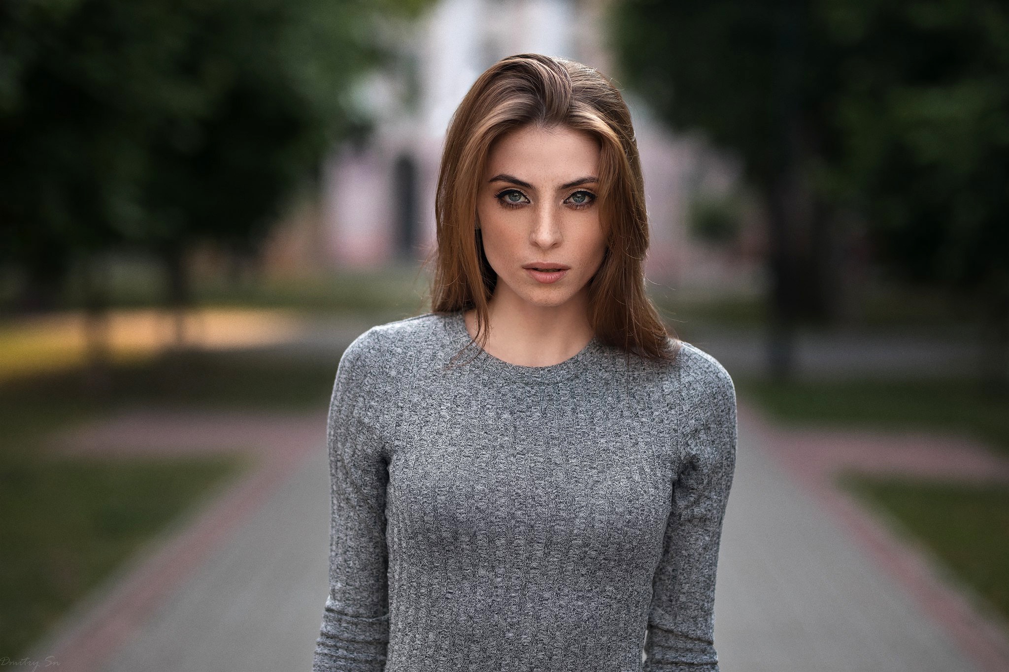 Download Depth Of Field Blue Eyes Brunette Woman Model HD Wallpaper by ...