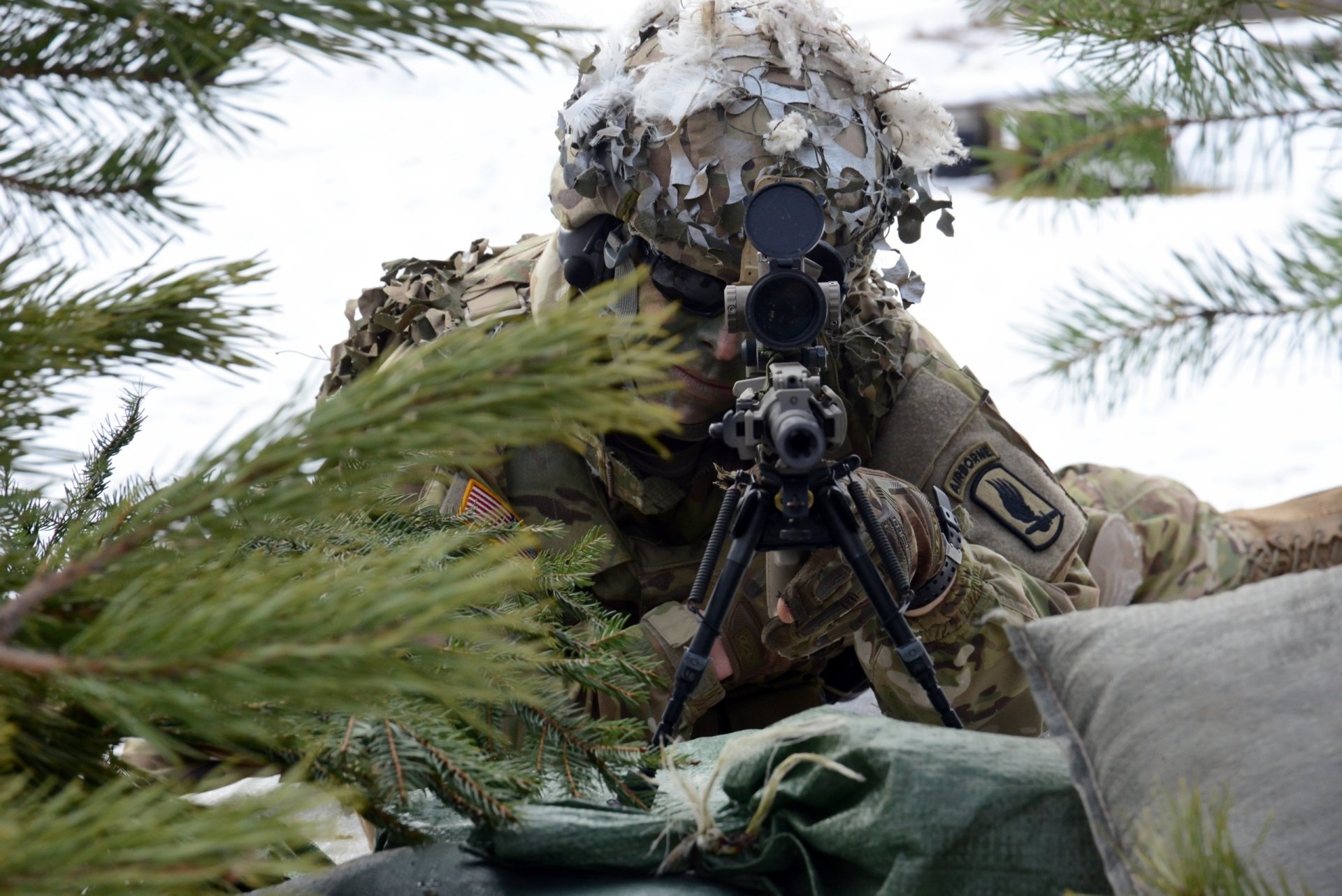 Elite Camouflage Sniper in Action – HD Military Wallpaper