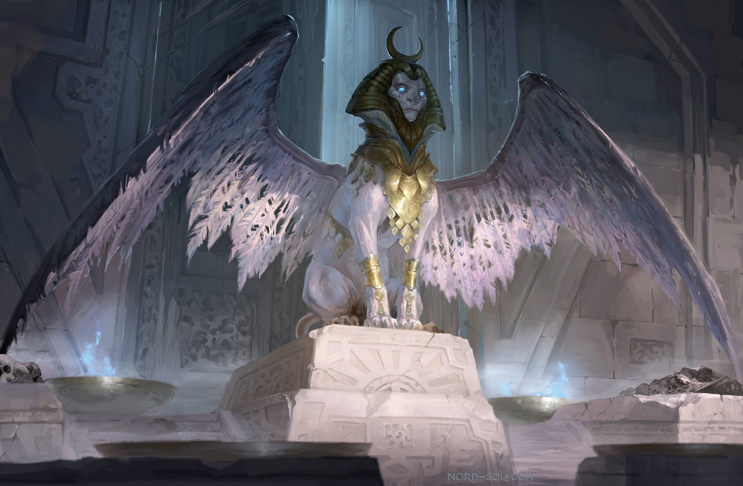 Majestic Winged Sphinx – Fantasy HD Creature Wallpaper by Irina Kuzmina