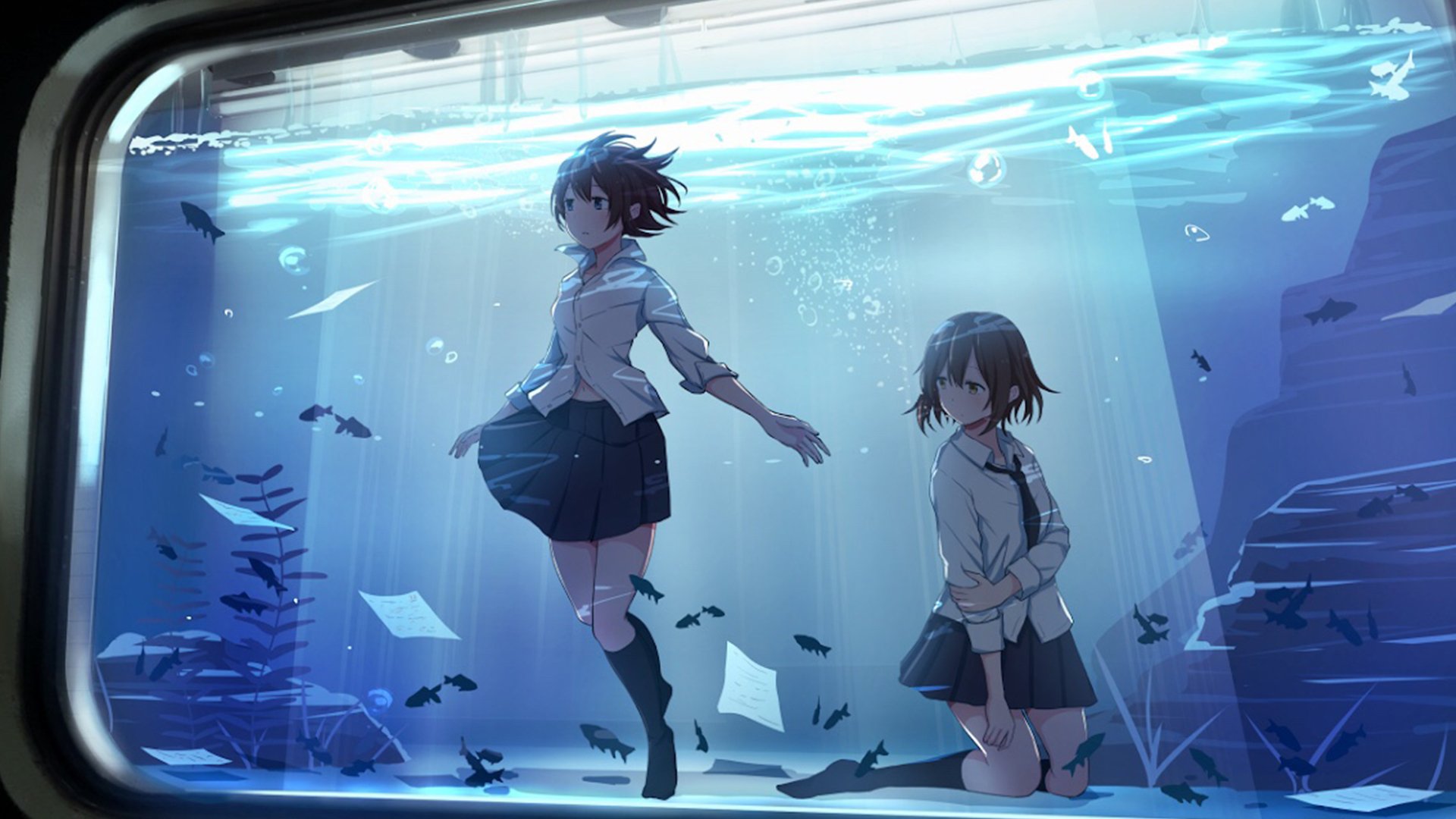 Anime Girl Under Blue 68 Duizend Anime Cute Girl Rechtenvrije