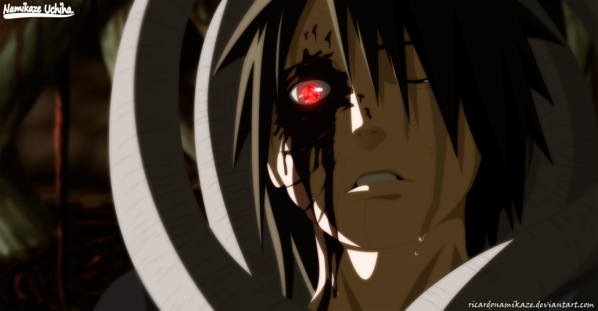 Crying Obito Uchiha with Sharingan - HD Anime Wallpaper by llSwaggerll
