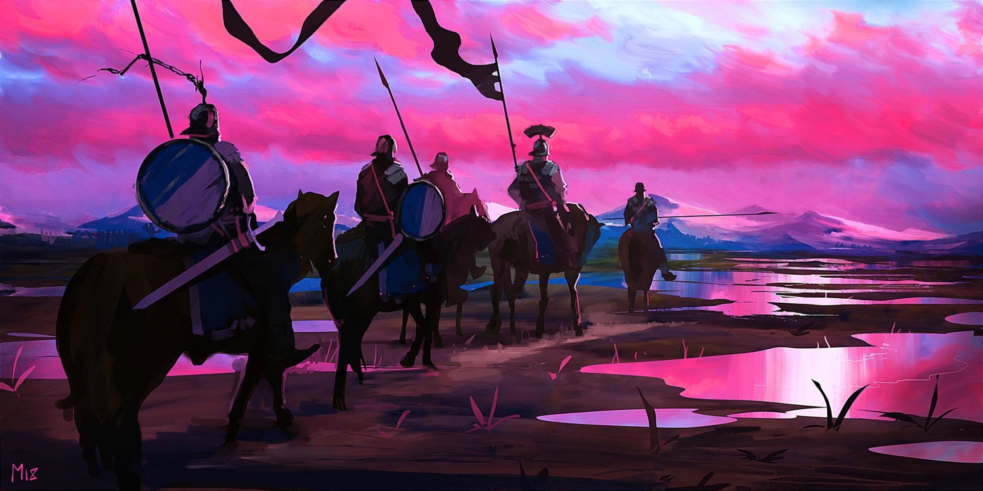Fantasy Knights on Horseback: Epic Warrior Banner HD Wallpaper by ...
