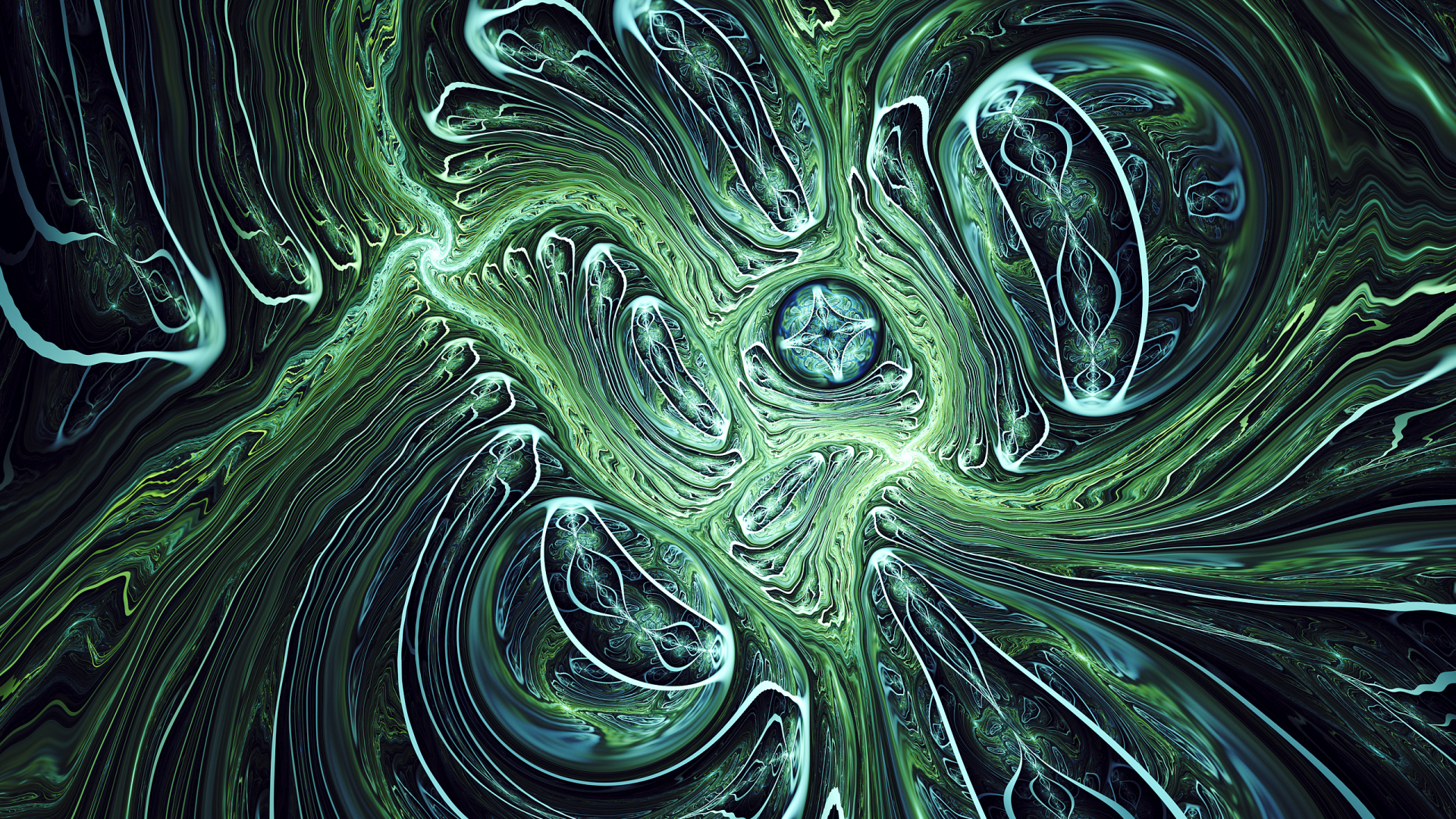 Emerald Vortex - HD Abstract Fractal Wallpaper by BoxTail