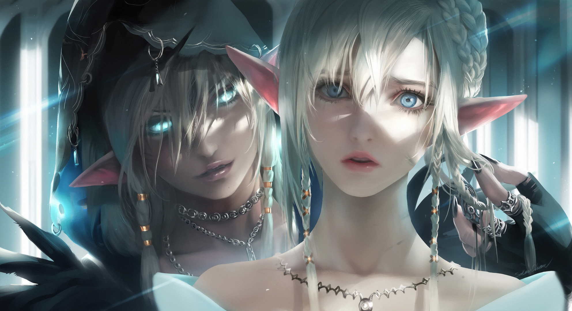 Elves Anime Girls Miyatsuki Mystic Elf Duo HD Wallpaper By Sakimichan
