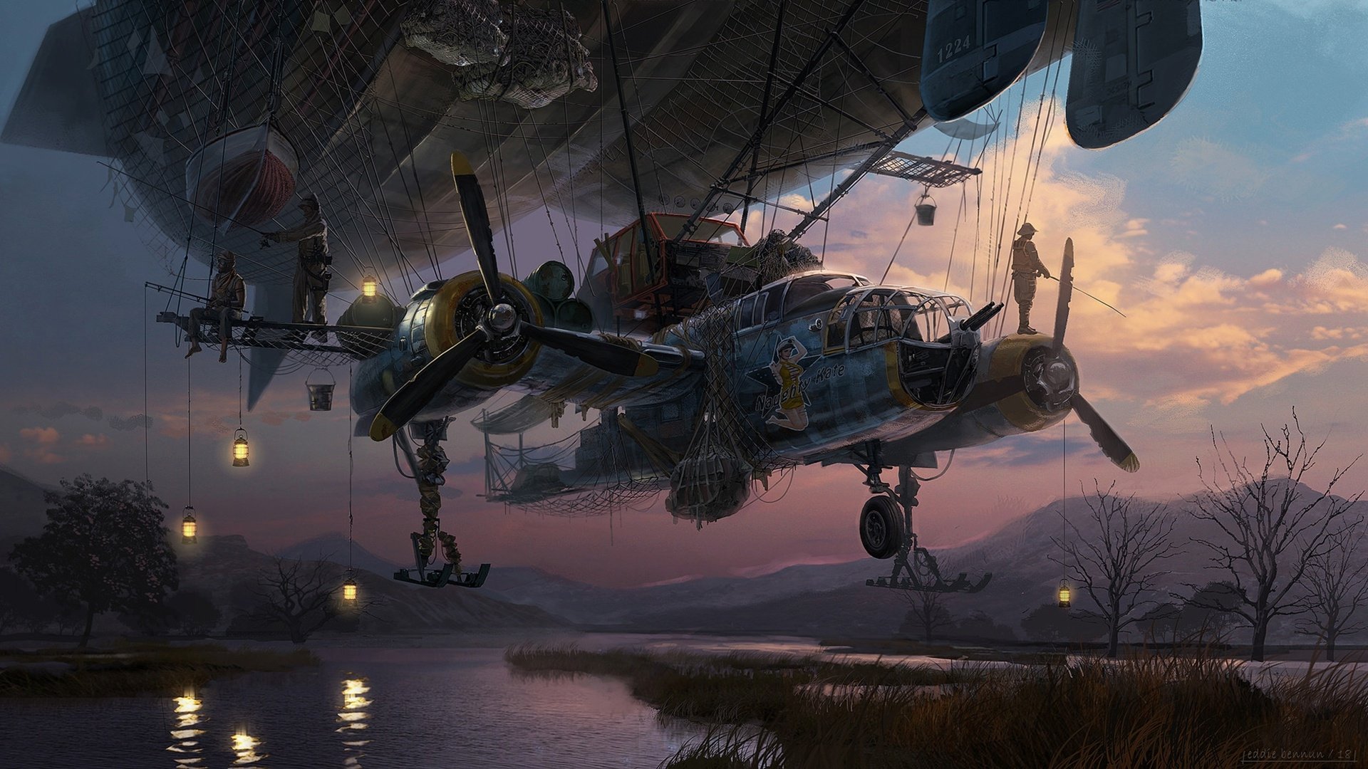 Post-Apocalyptic Sci-Fi Aircraft: HD Vehicle Wallpaper