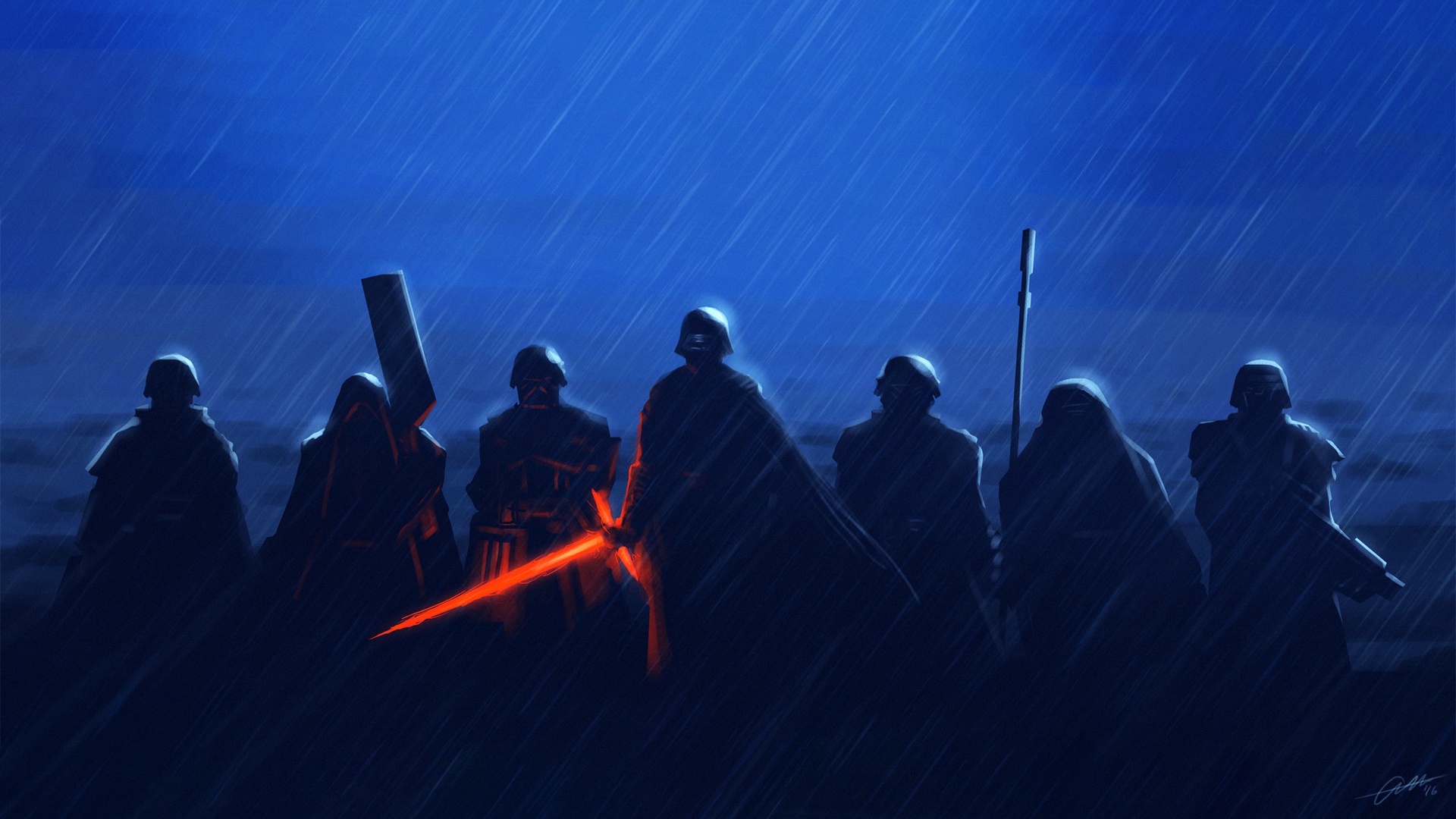 Download Kylo Ren Lightsaber Rain Movie Star Wars HD Wallpaper