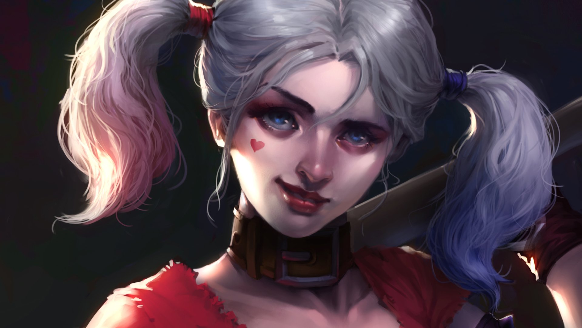 Download DC Comics Twintails White Hair Blue Eyes Face Comic Harley ...